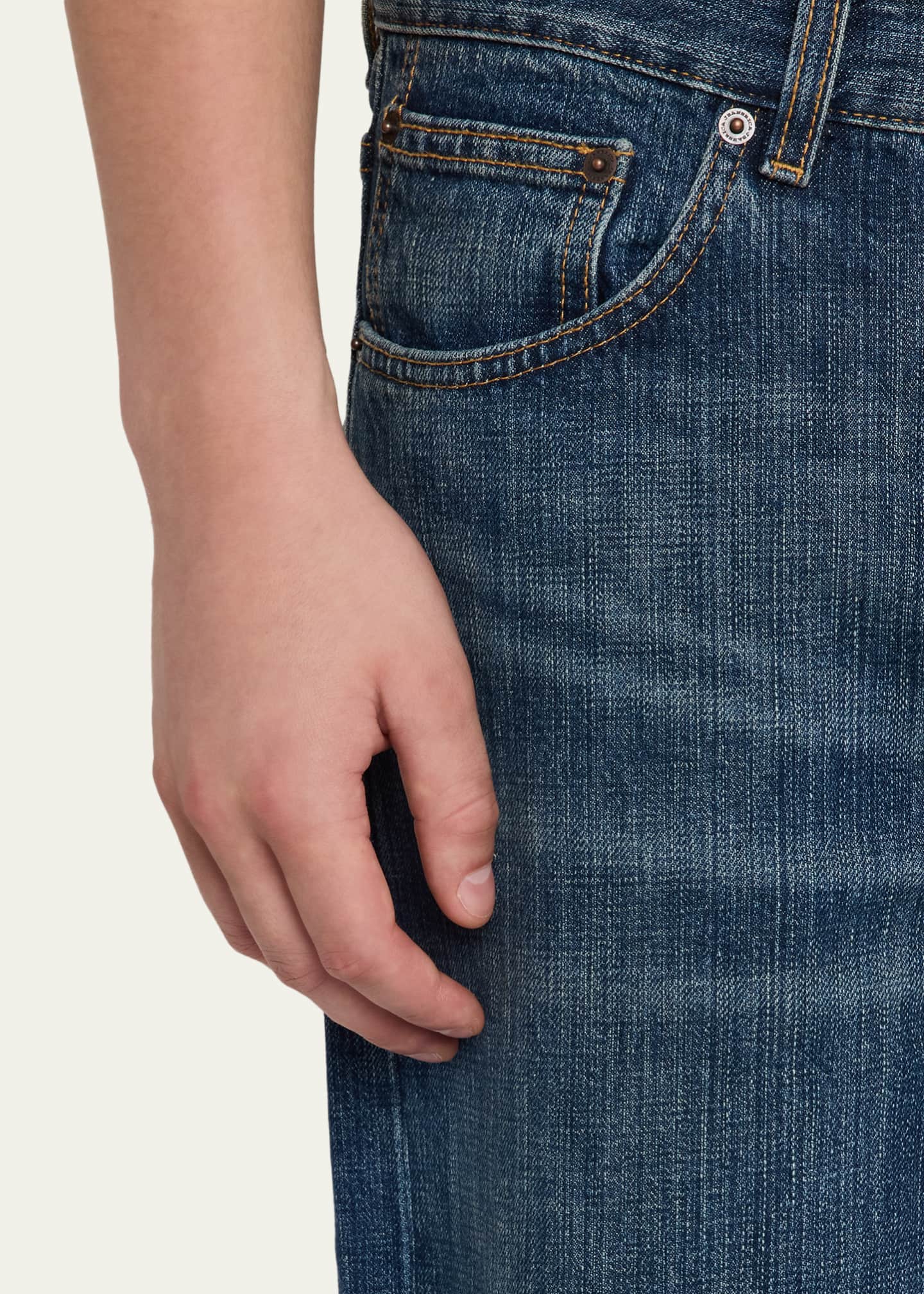 Jeanerica Men's Whiskered Dark Blue Denim Wide-Leg Jeans - Bergdorf Goodman