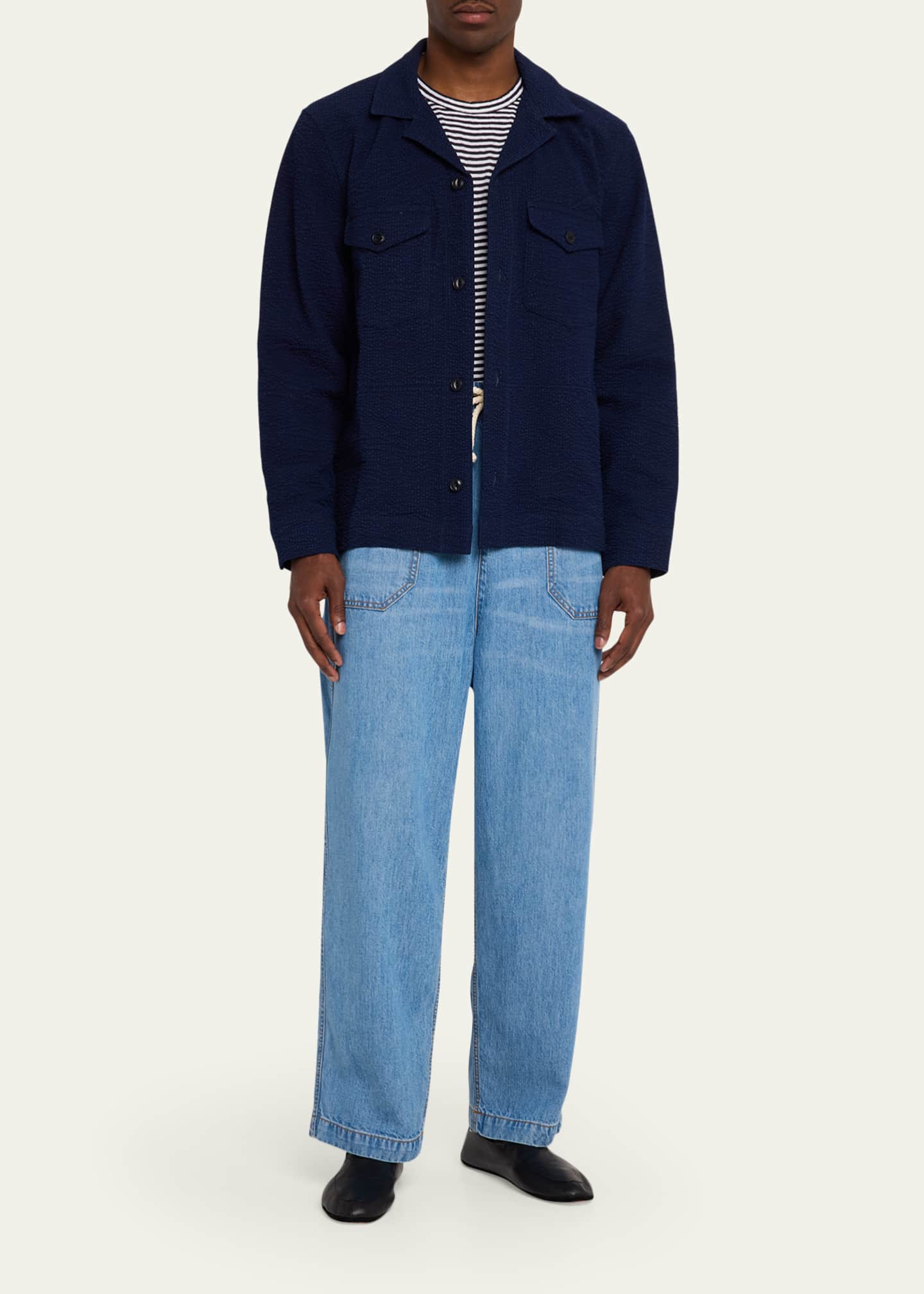 Officine Generale Men's Wide-Leg Drawstring Trousers - Bergdorf Goodman
