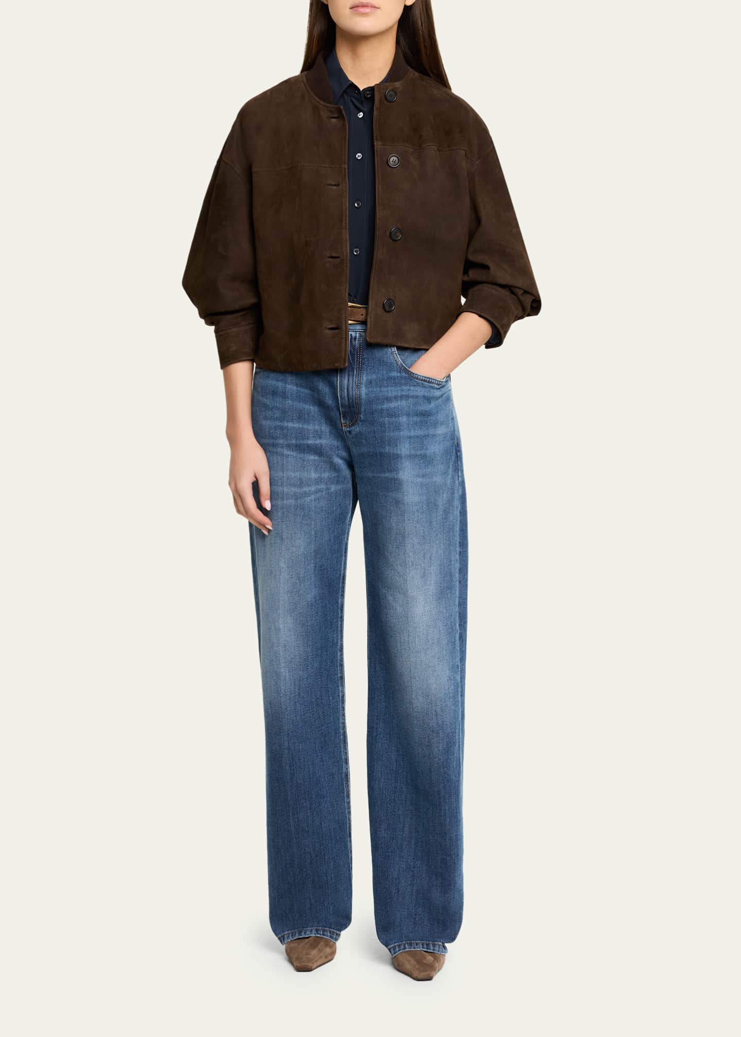 Brunello Cucinelli Chiffon Raglan Sleeve Button-Down Shirt - Bergdorf ...