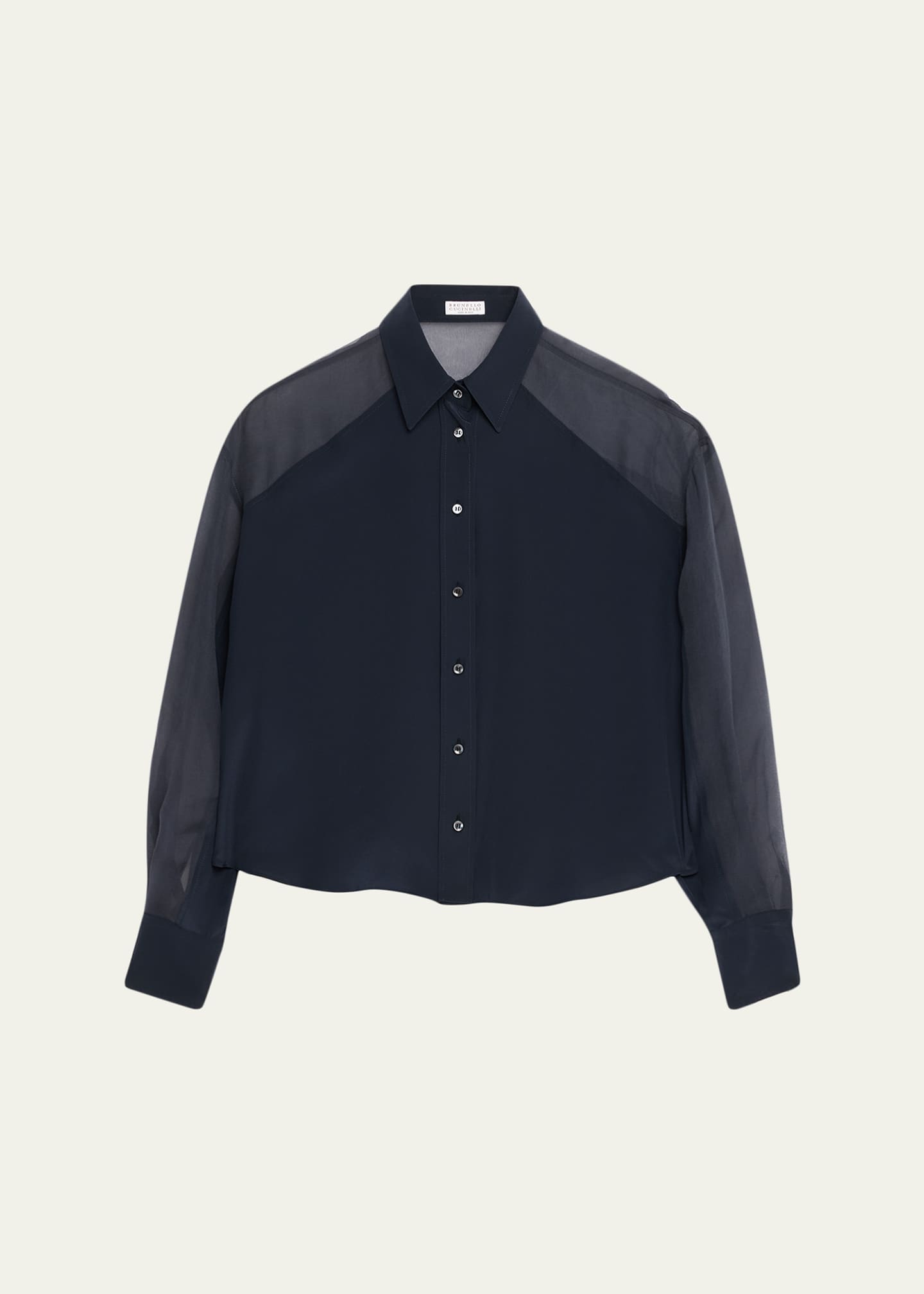 Brunello Cucinelli Chiffon Raglan Sleeve Button-Down Shirt - Bergdorf ...