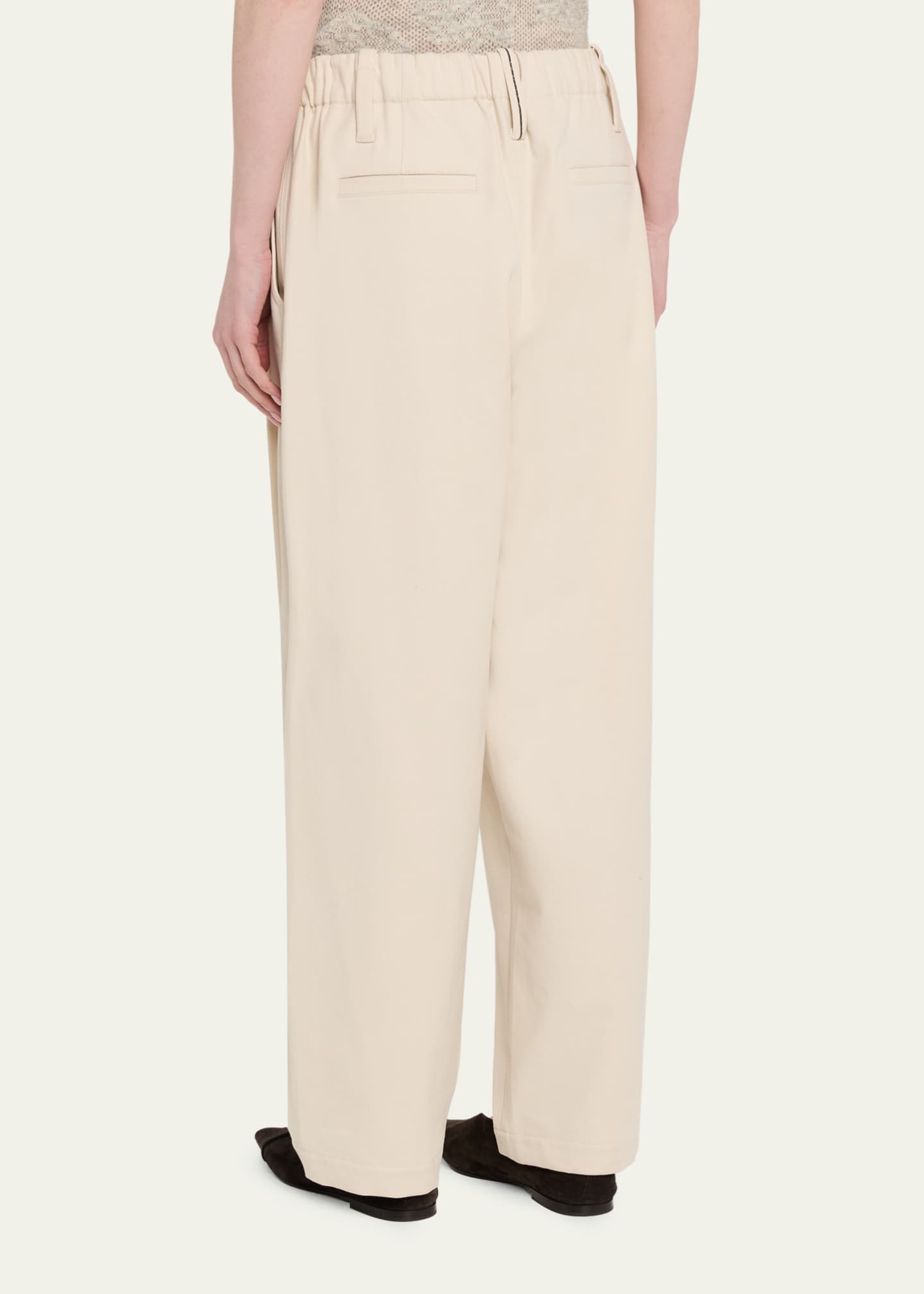 Brunello Cucinelli Pleated Twill Wide-Leg Pull-On Pants - Bergdorf Goodman