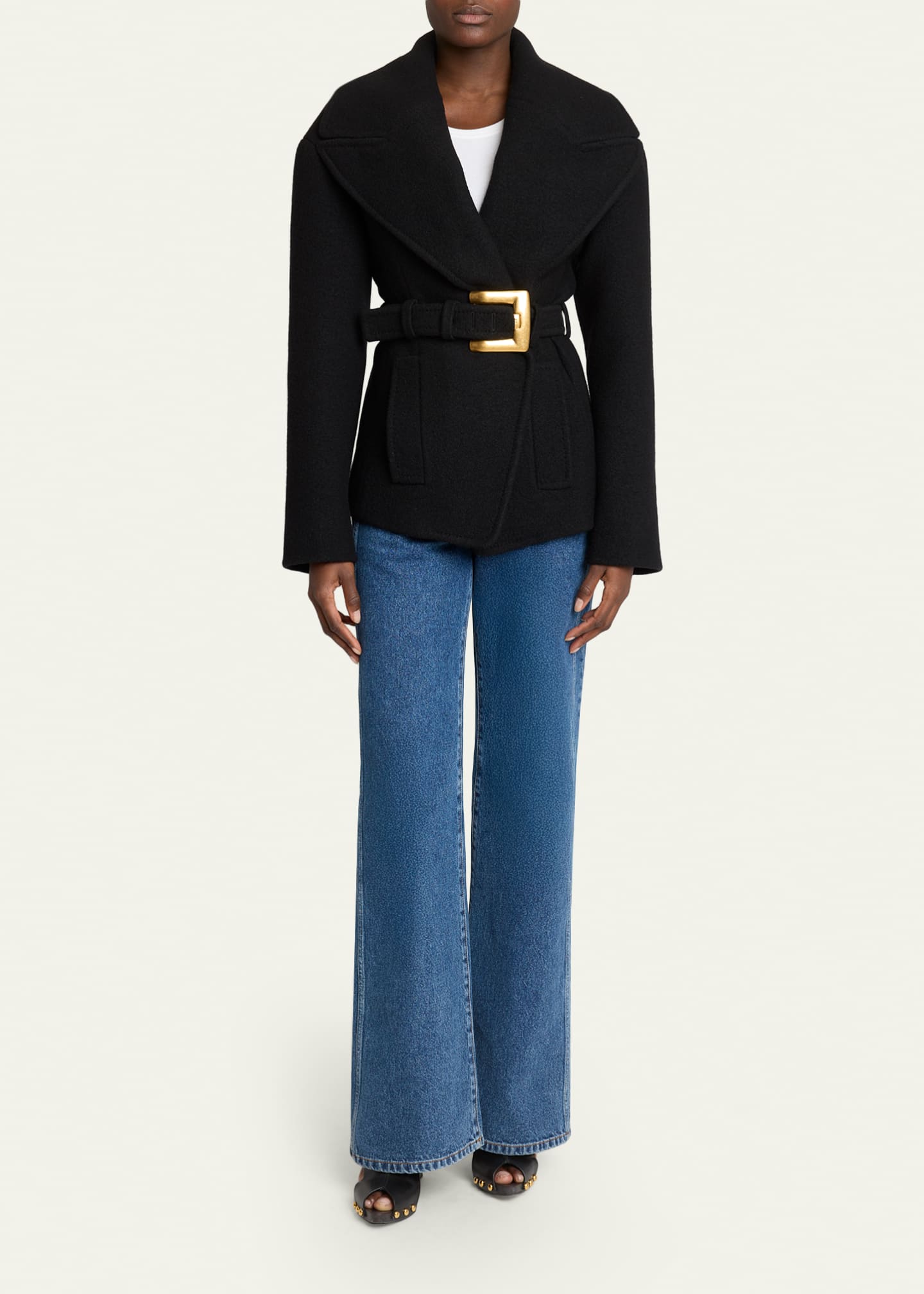 Balmain Anthem Buckle Belt Coat - Bergdorf Goodman