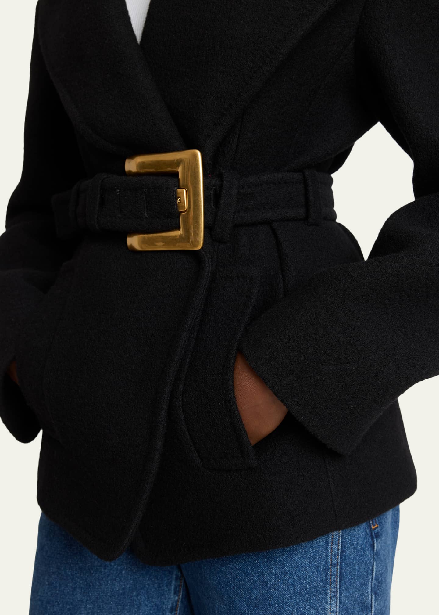 Balmain Anthem Buckle Belt Coat - Bergdorf Goodman