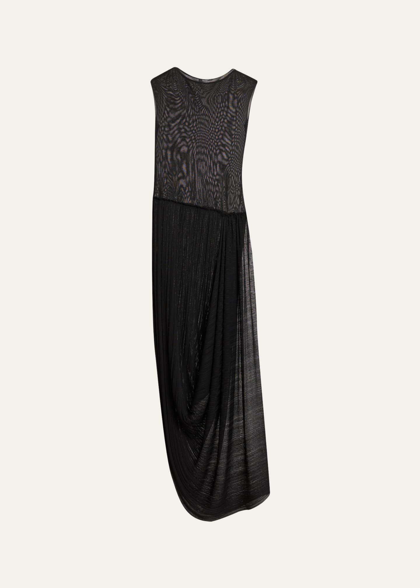 Balmain Flechage Semi-Sheer Draped Dress - Bergdorf Goodman