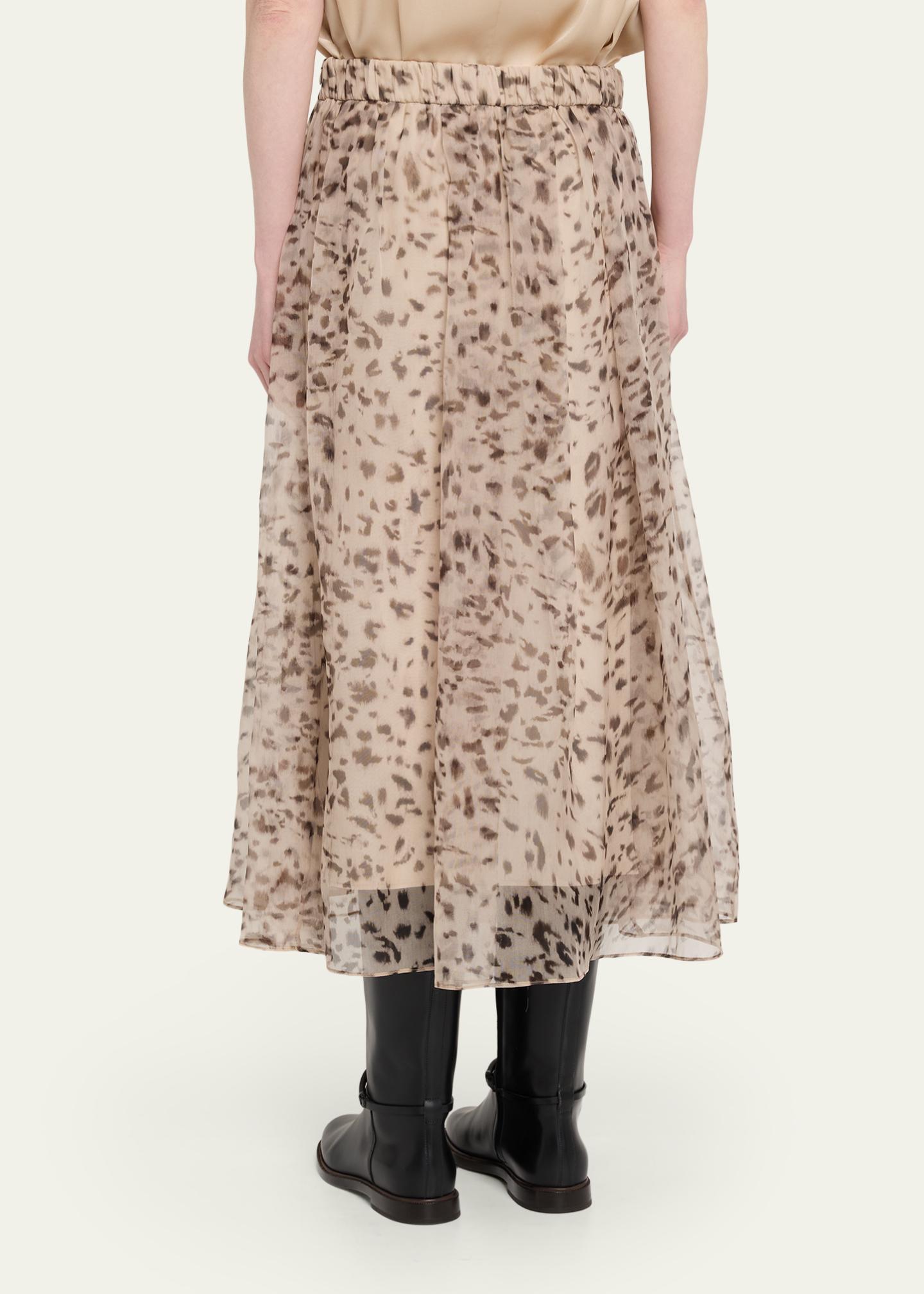 Brunello Cucinelli Printed Silk A-Line Midi Skirt - Bergdorf Goodman