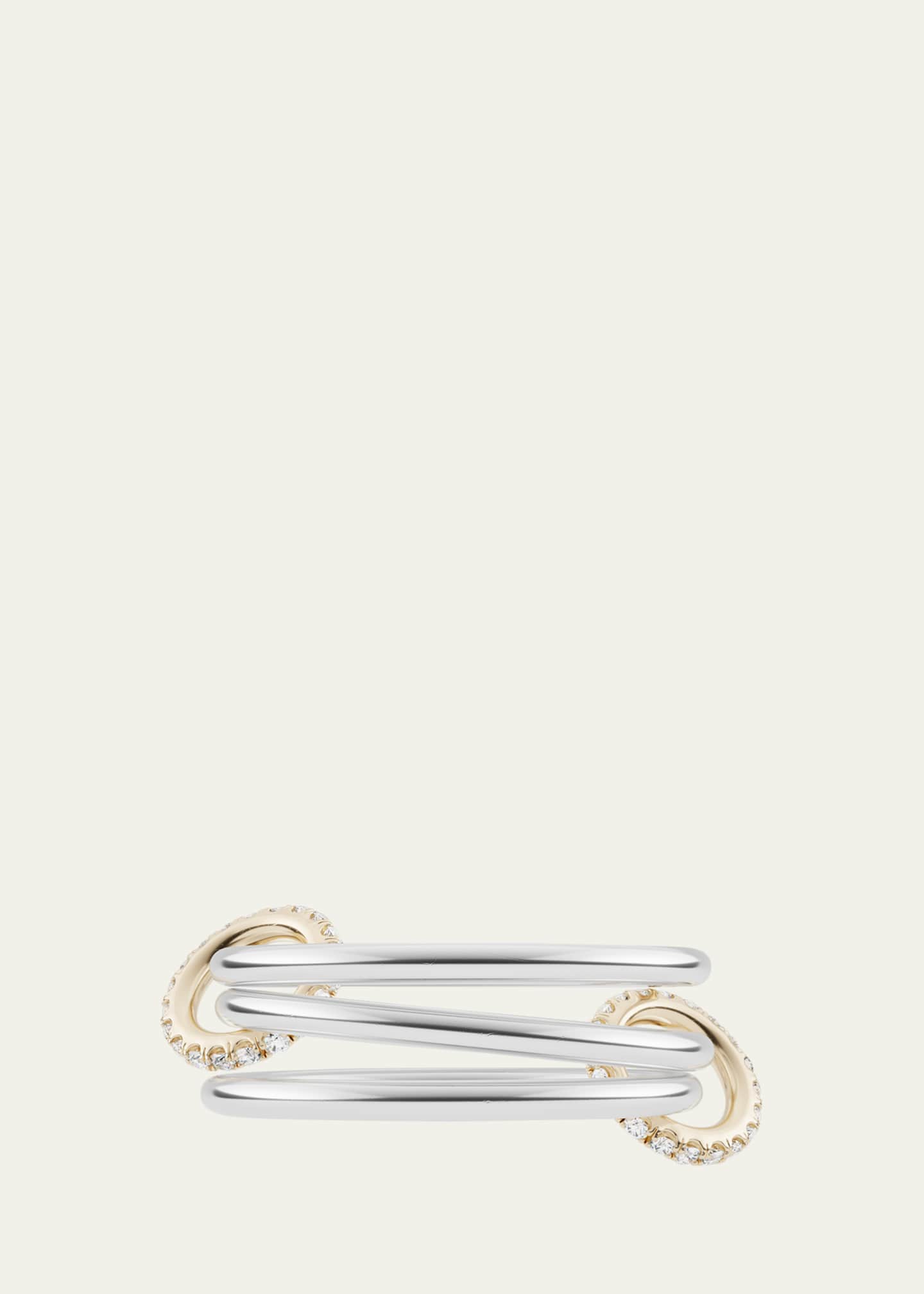 Spinelli Kilcollin Solarium Silver and 18K Gold Pave Diamond Ring ...