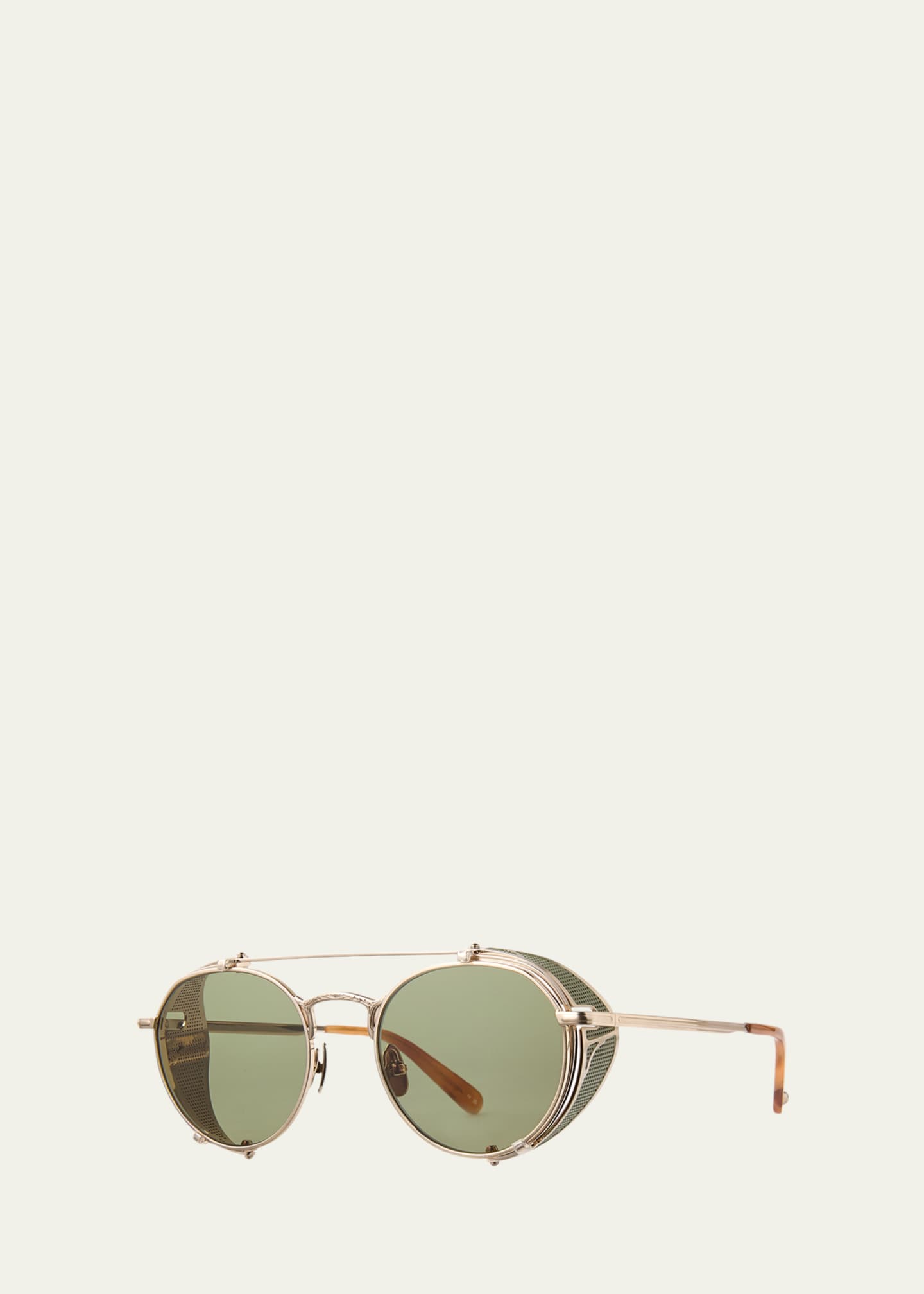 Garrett Leight Men's Ocampo Metal Round Sunglasses with Side Shields ...