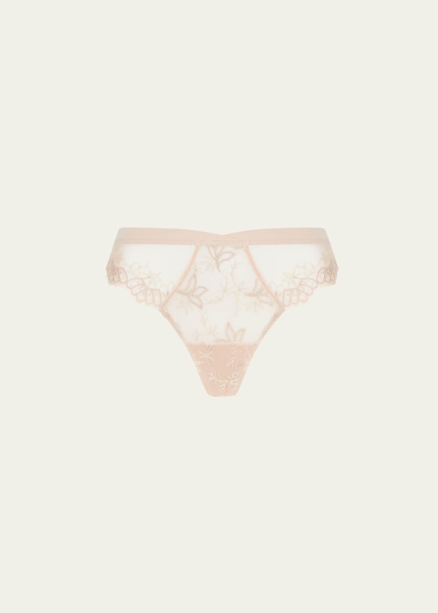 Lise Charmel Elegance Artist Floral-Embroidered Thong - Bergdorf Goodman