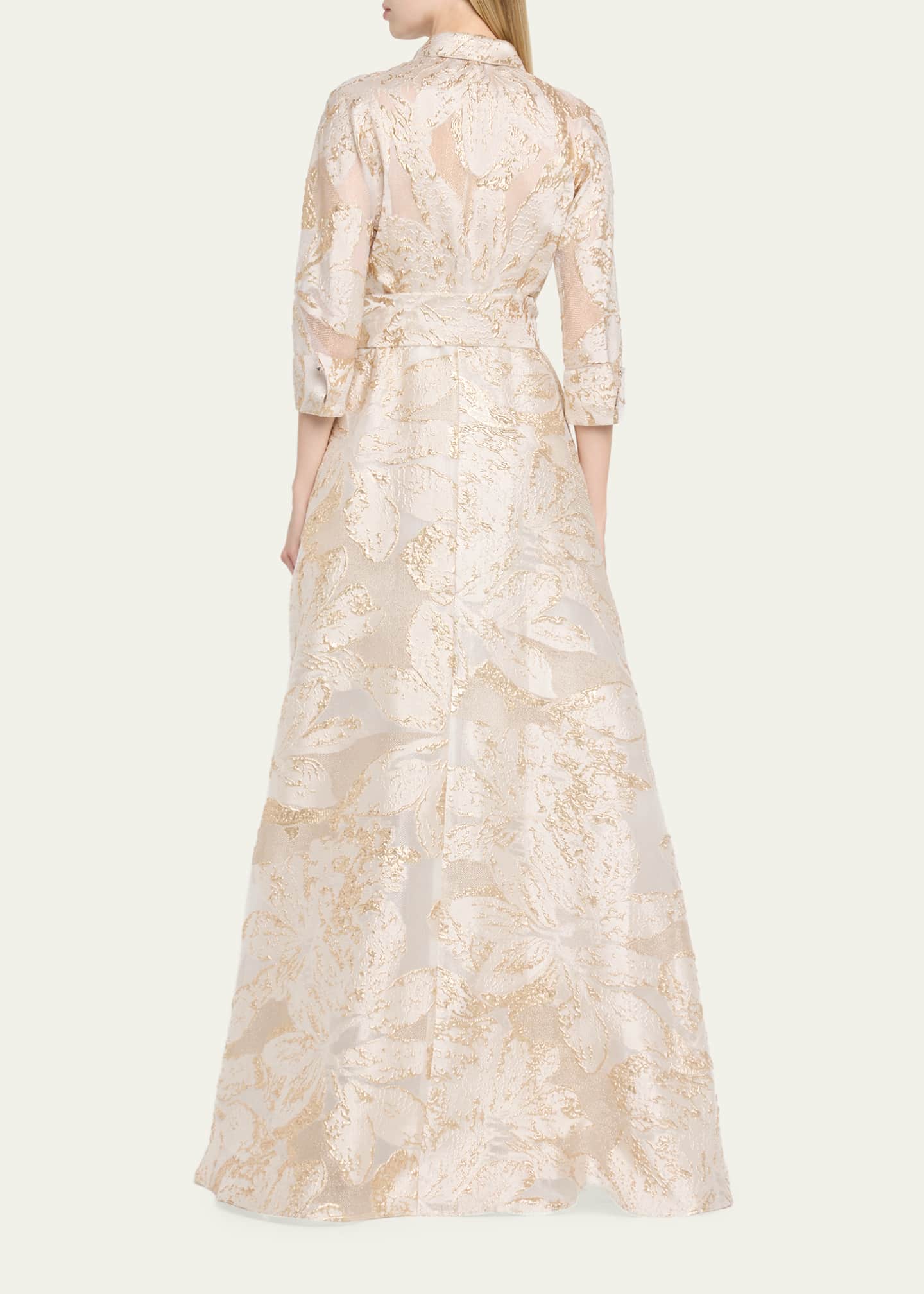 Rickie Freeman for Teri Jon Metallic Jacquard Midi Shirtdress ...