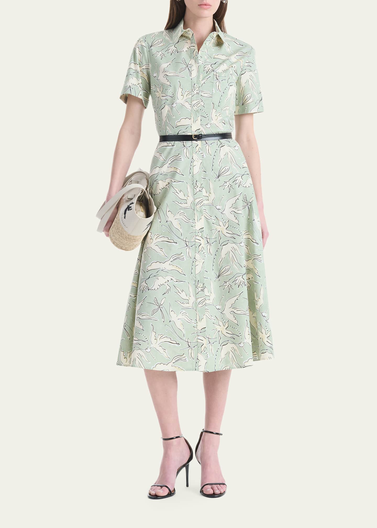 Altuzarra Kieran Bird-Print Cotton Belted Midi Shirtdress - Bergdorf ...