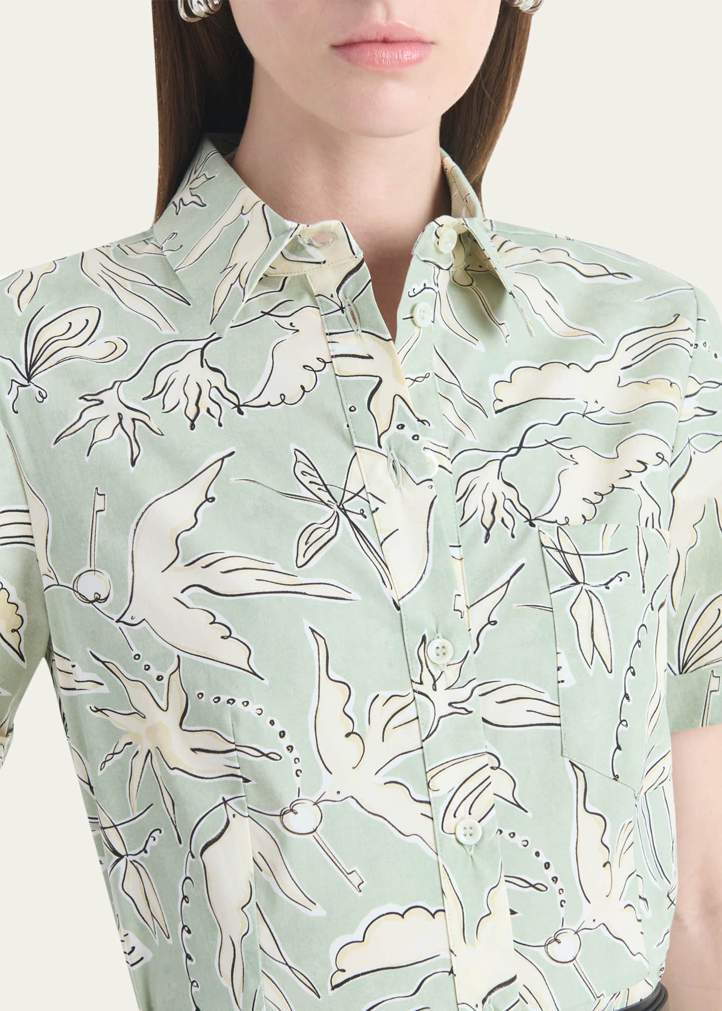 Altuzarra Kieran Bird-Print Cotton Belted Midi Shirtdress - Bergdorf ...