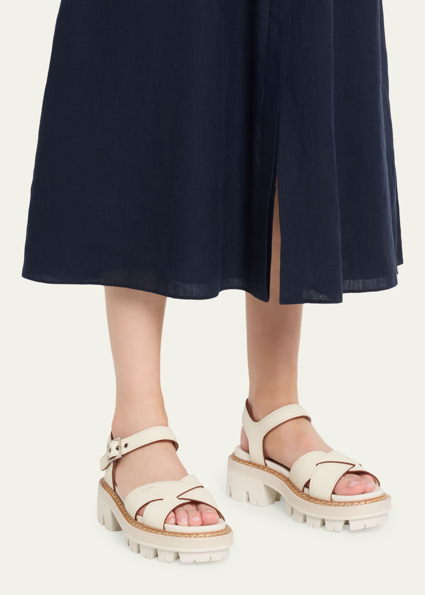 Prada 55mm Leather Platform Sandals - Bergdorf Goodman