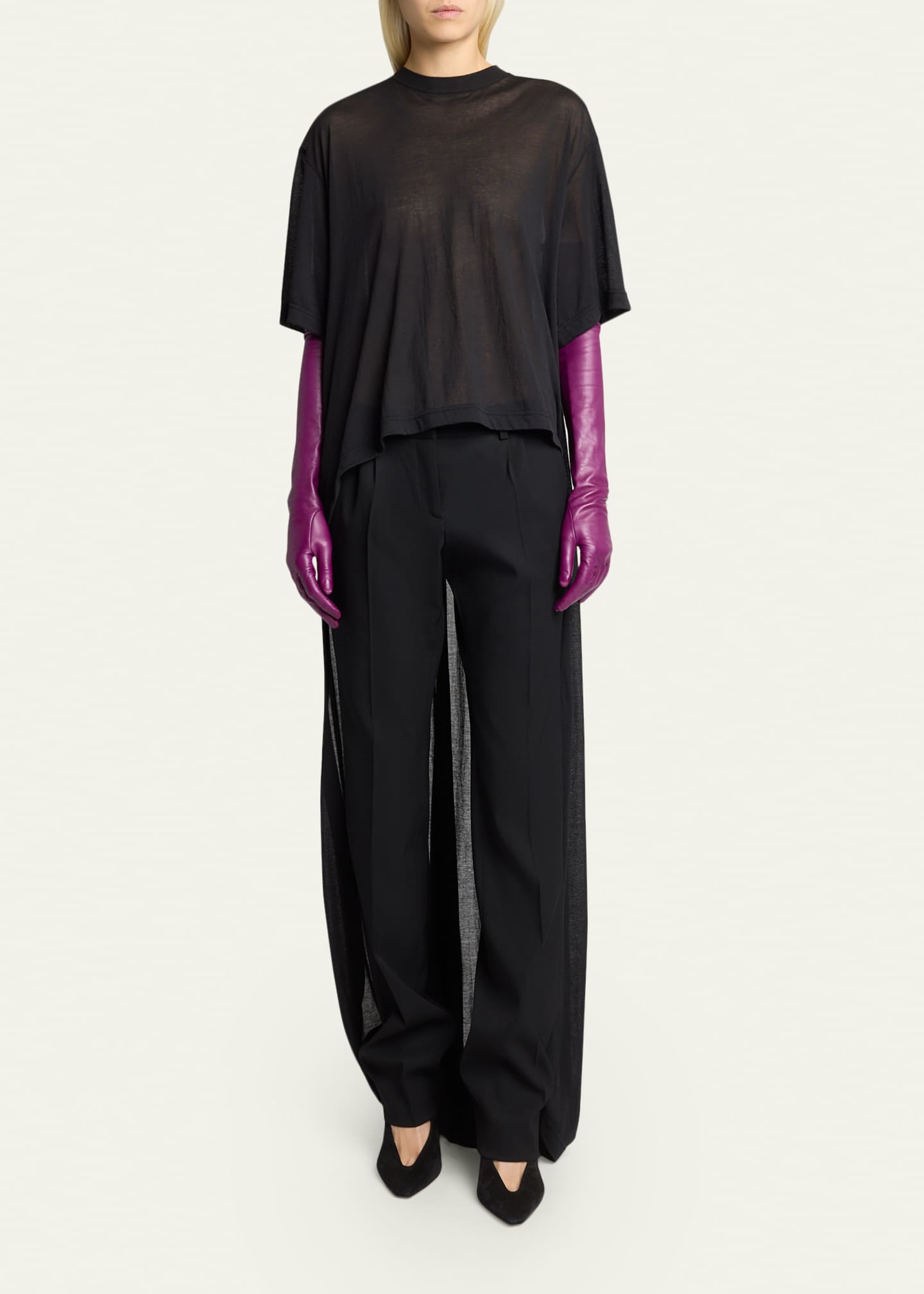Balenciaga Transparent Jersey Short-Sleeve Train T-Shirt - Bergdorf Goodman