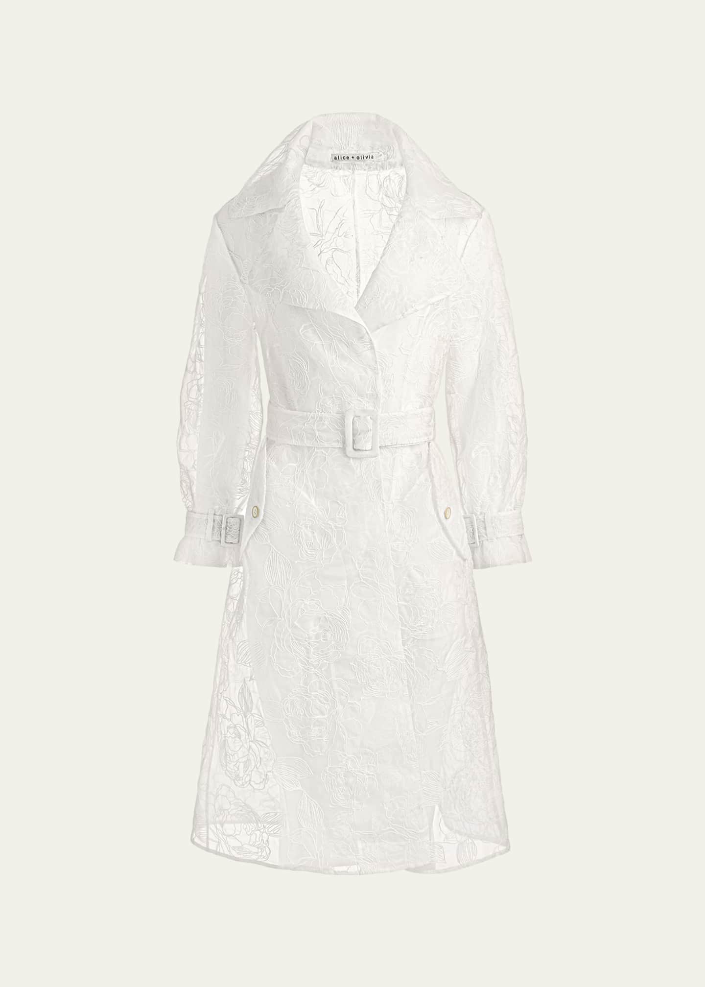 ALICE + OLIVIA Nevada Embroidered Sheer Trench Coat - Bergdorf Goodman
