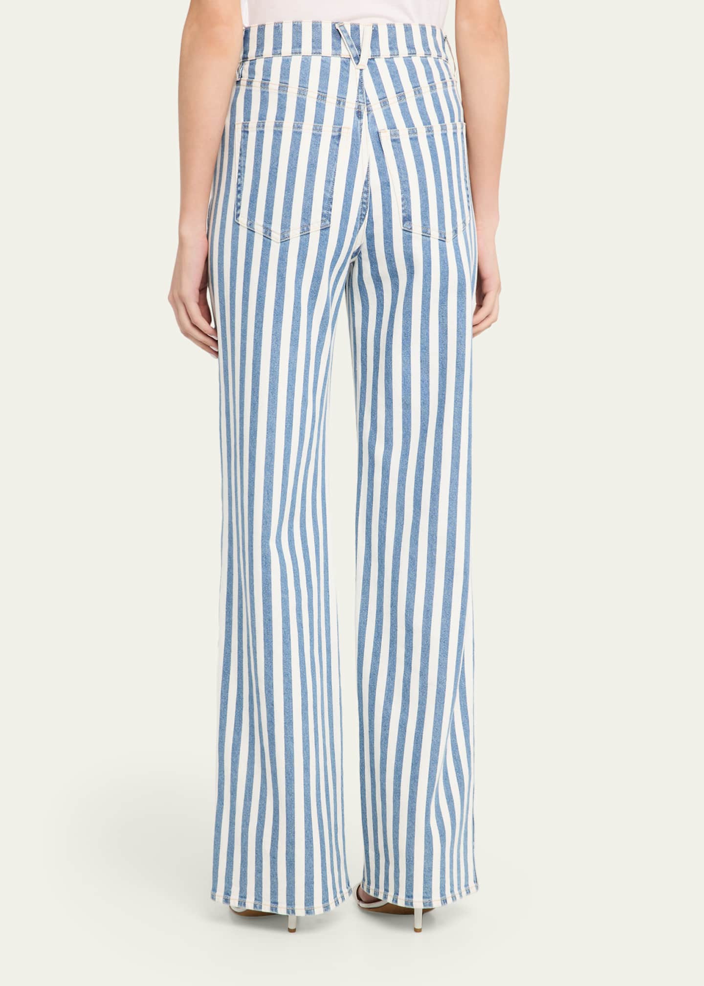 Veronica Beard Taylor High-Rise Wide-Leg Striped Jeans - Bergdorf Goodman