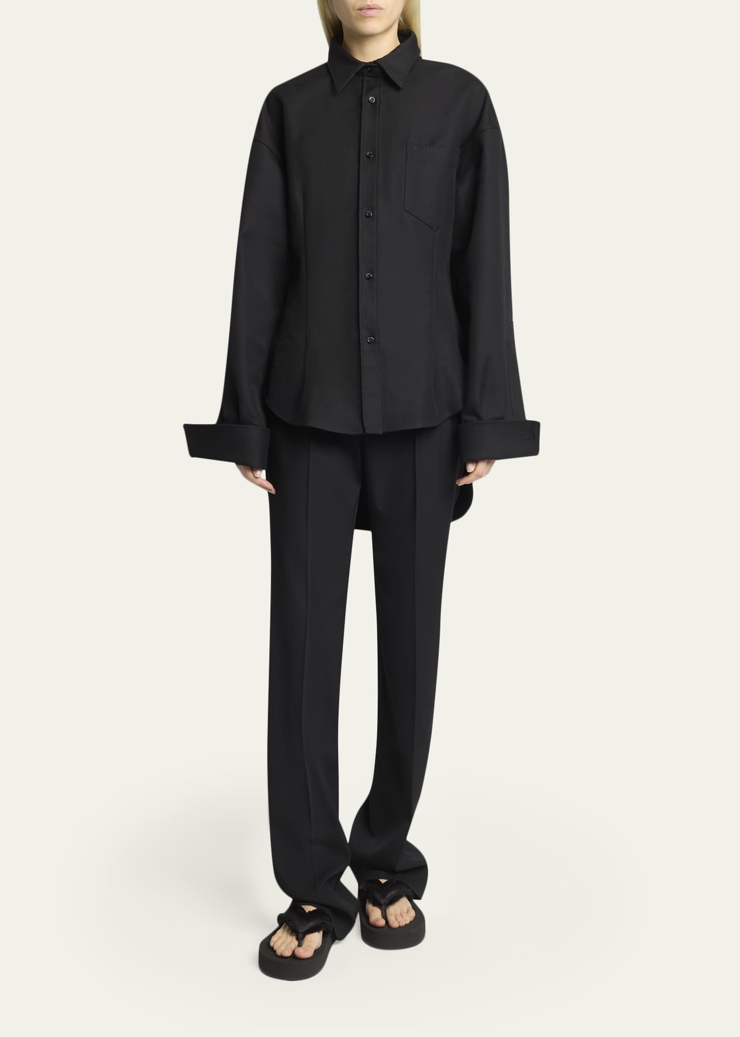 Balenciaga Double Cotton Twill Cocoon Collared Shirt - Bergdorf Goodman