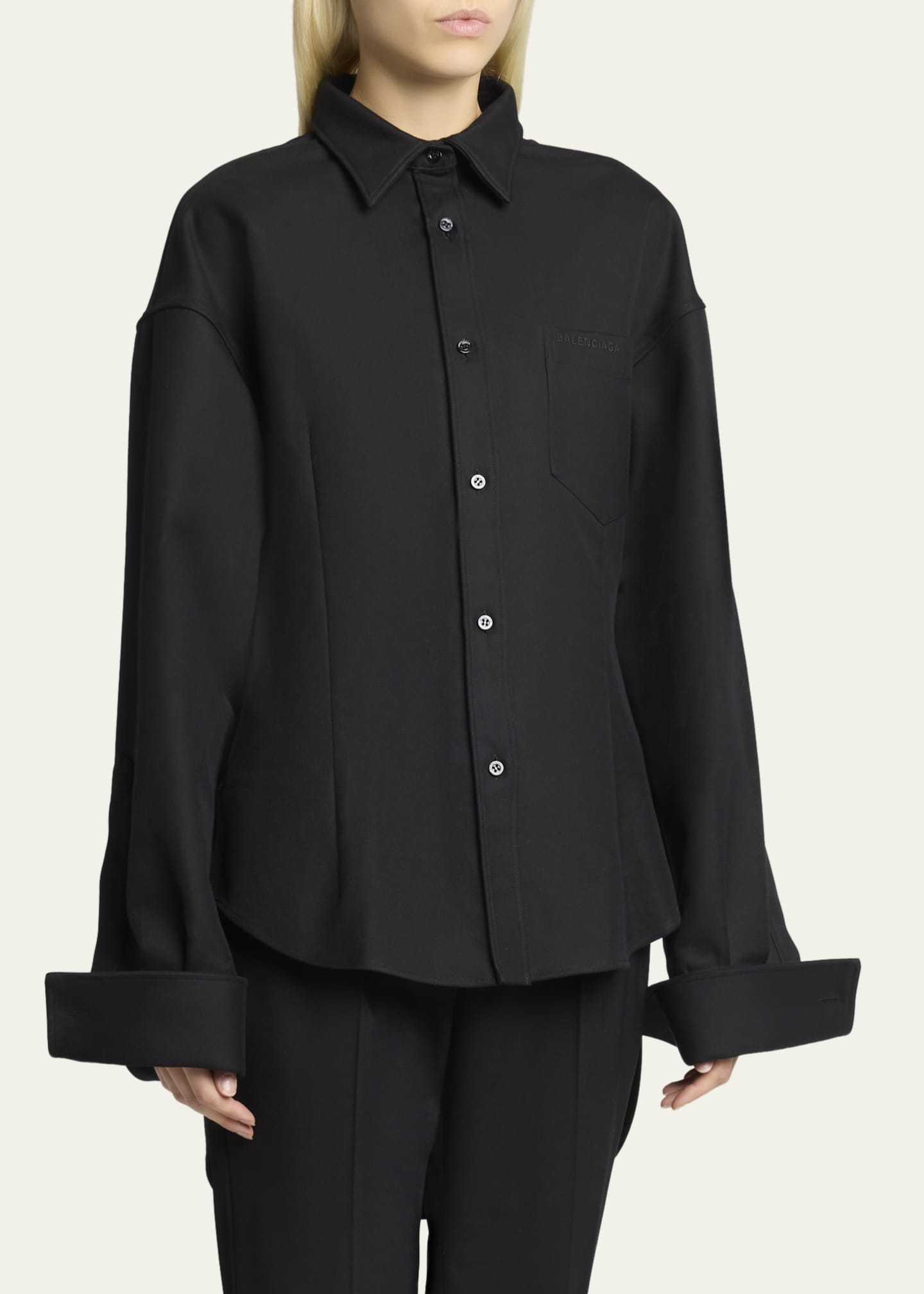 Balenciaga Double Cotton Twill Cocoon Collared Shirt - Bergdorf Goodman