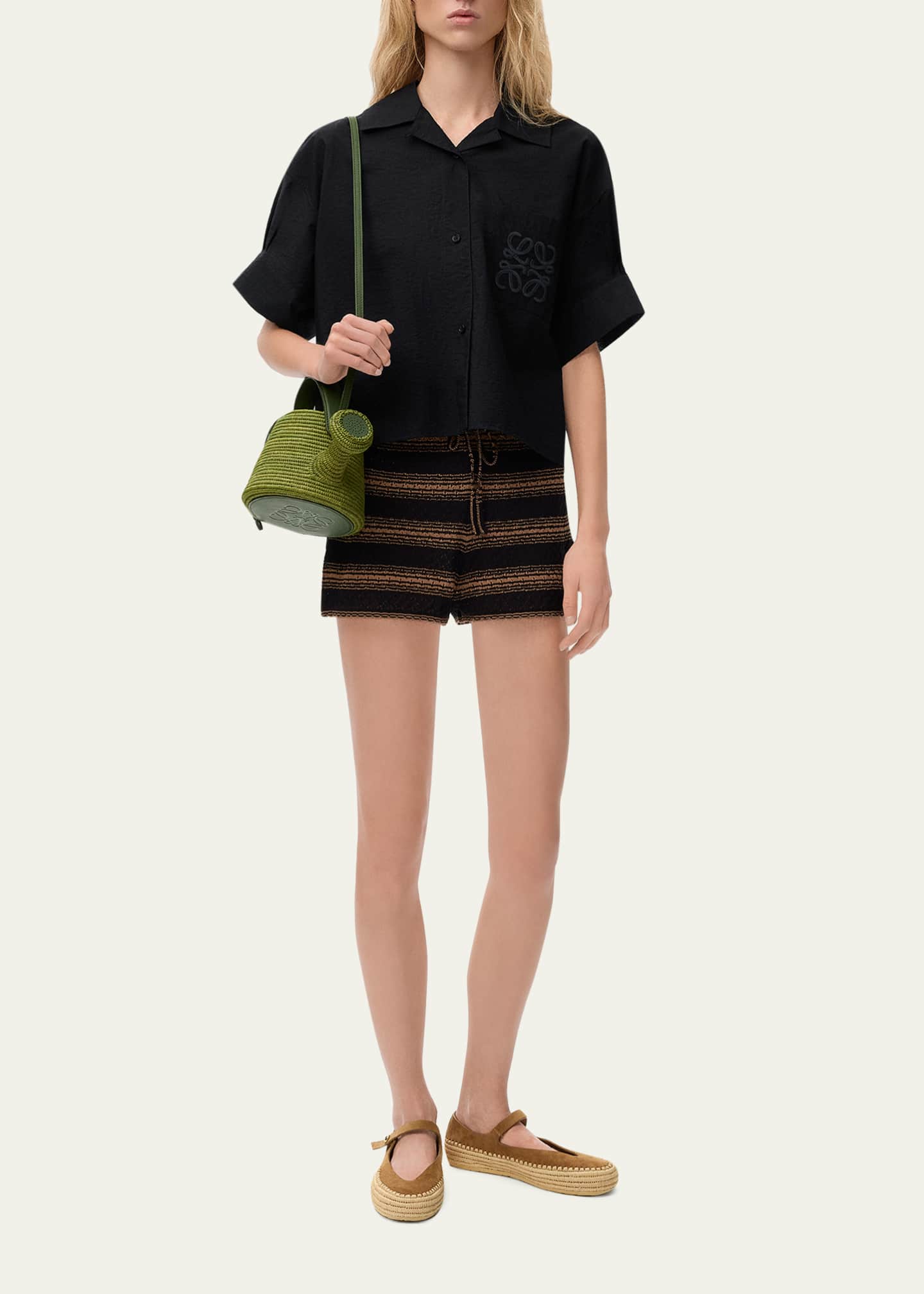 Loewe x Paula's Ibiza Anagram Short-Sleeve Button-Down Shirt - Bergdorf ...