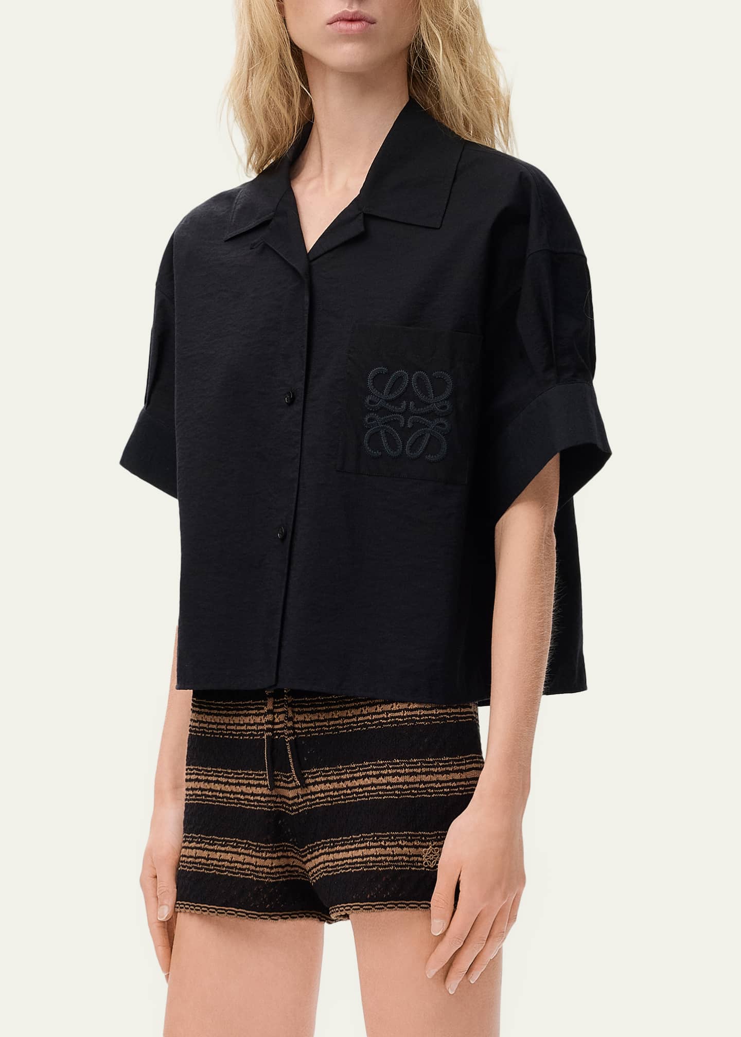 Loewe x Paula's Ibiza Anagram Short-Sleeve Button-Down Shirt - Bergdorf ...