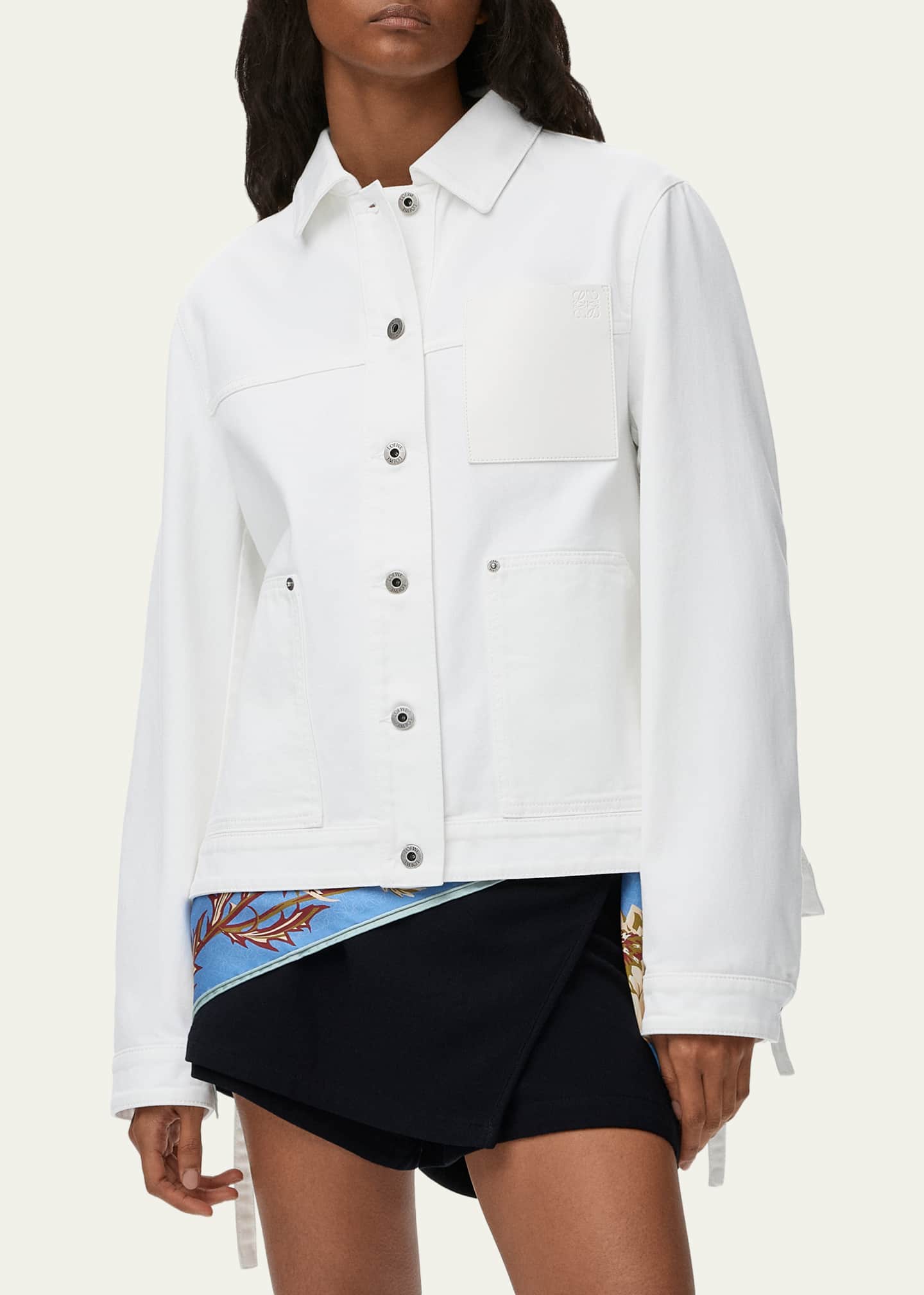 Loewe x Paula's Ibiza Leather-Pocket Denim Workwear Jacket - Bergdorf ...