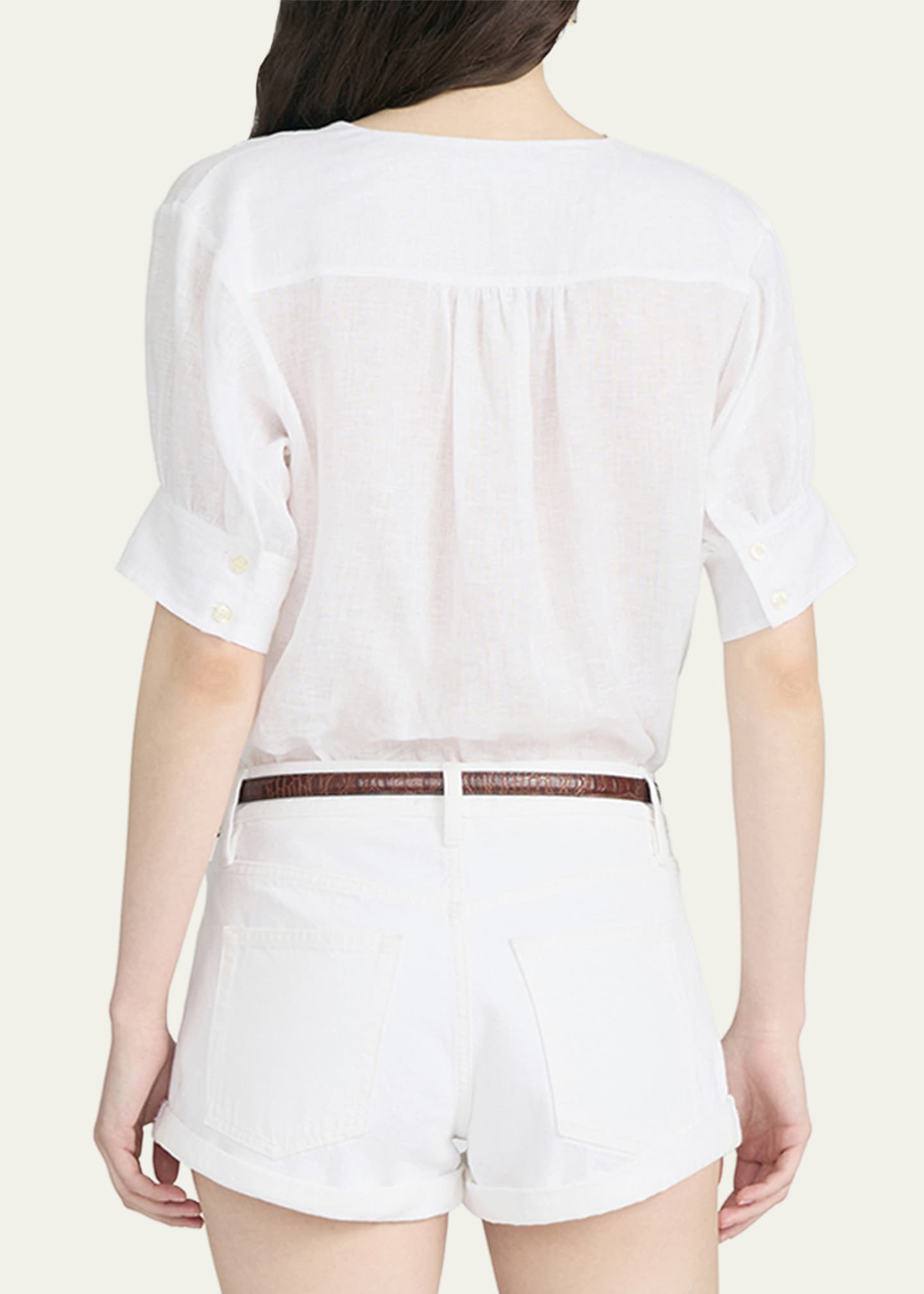 FRAME The Linen V-Neck Top - Bergdorf Goodman