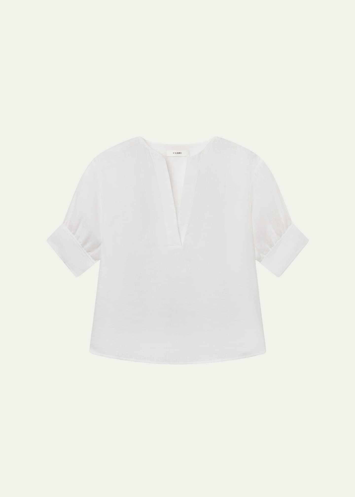 FRAME The Linen V-Neck Top - Bergdorf Goodman