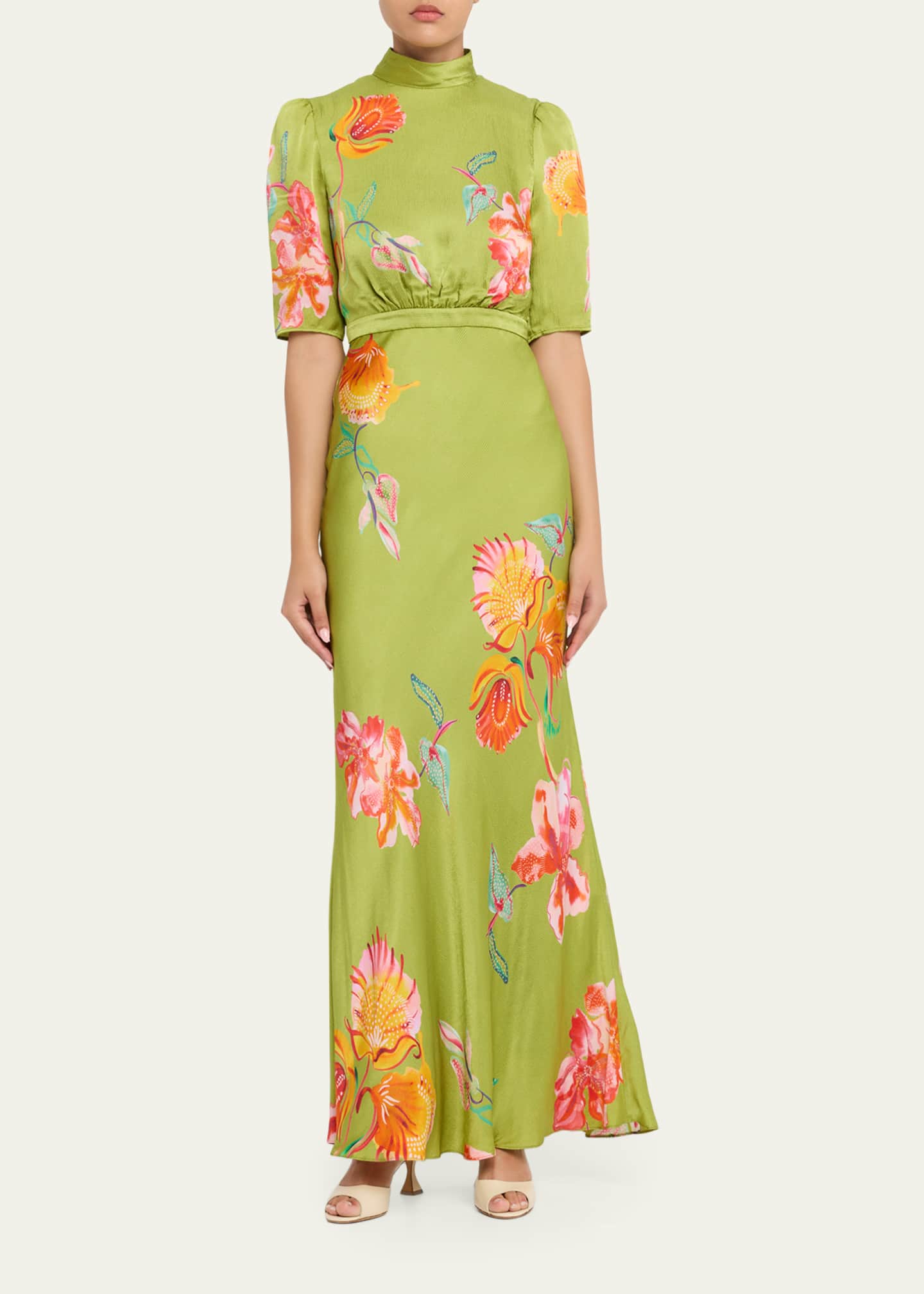 Saloni Adele B Floral Silk Dress - Bergdorf Goodman