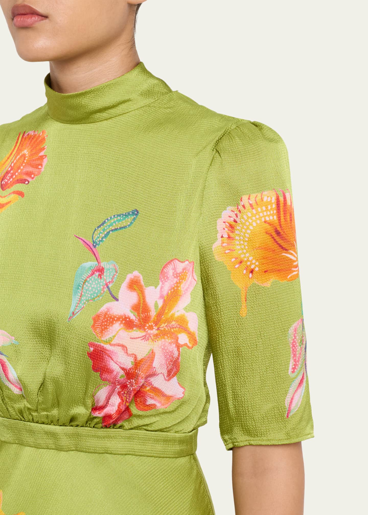 Saloni Adele B Floral Silk Dress - Bergdorf Goodman
