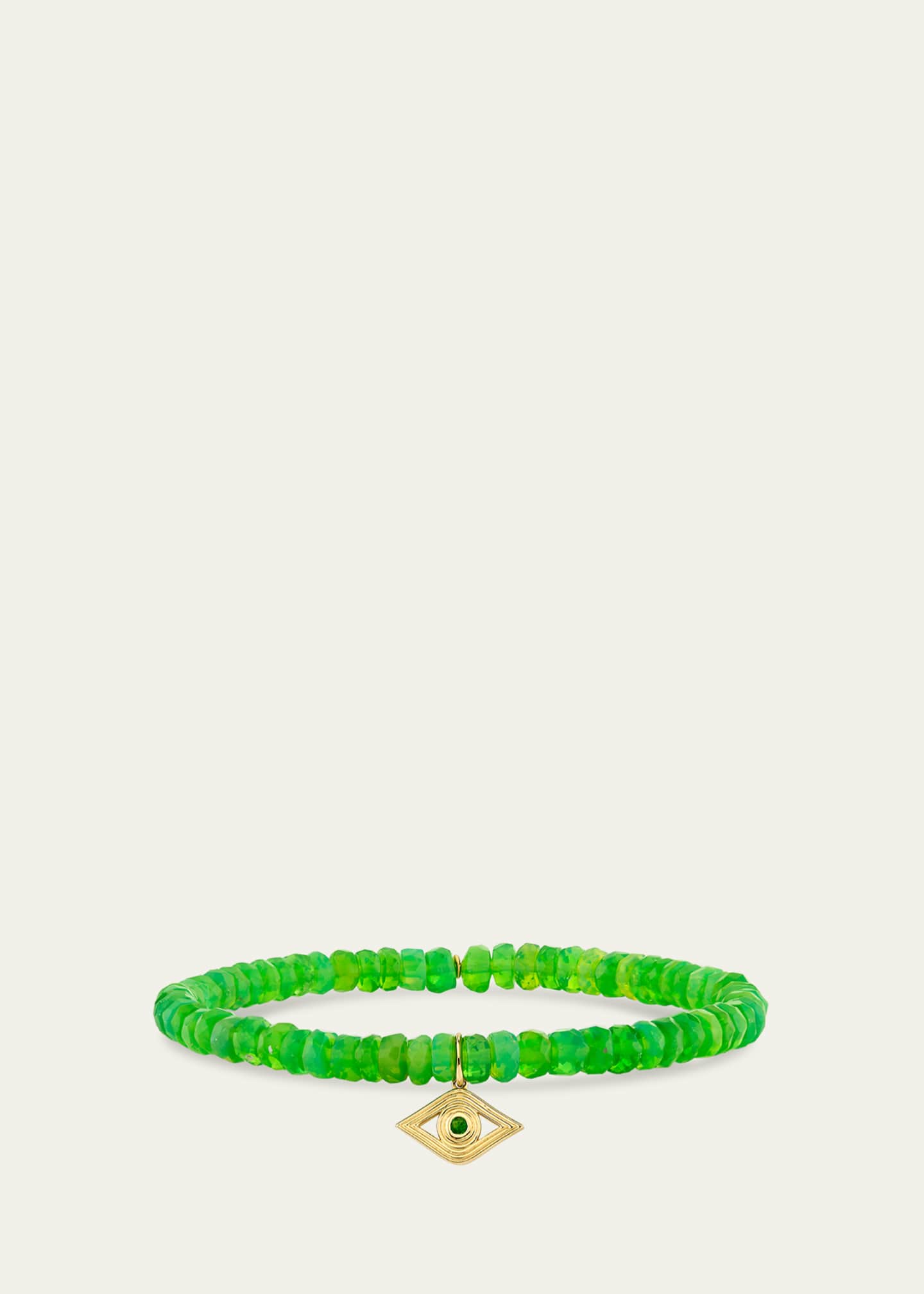 Sydney Evan 14K Emerald Evil Eye on Kiwi Opal Bracelet - Bergdorf Goodman