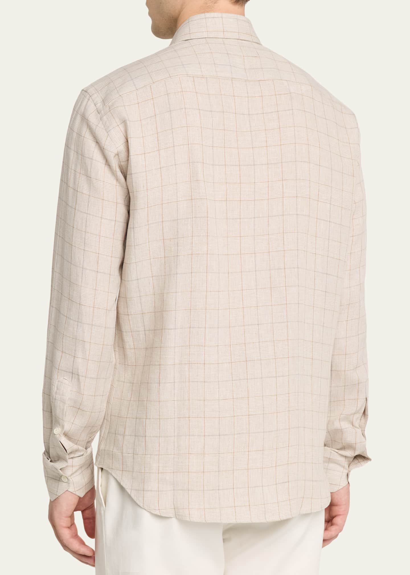 Baldassari Men's Linen Windowpane Check Button-Down Shirt - Bergdorf ...