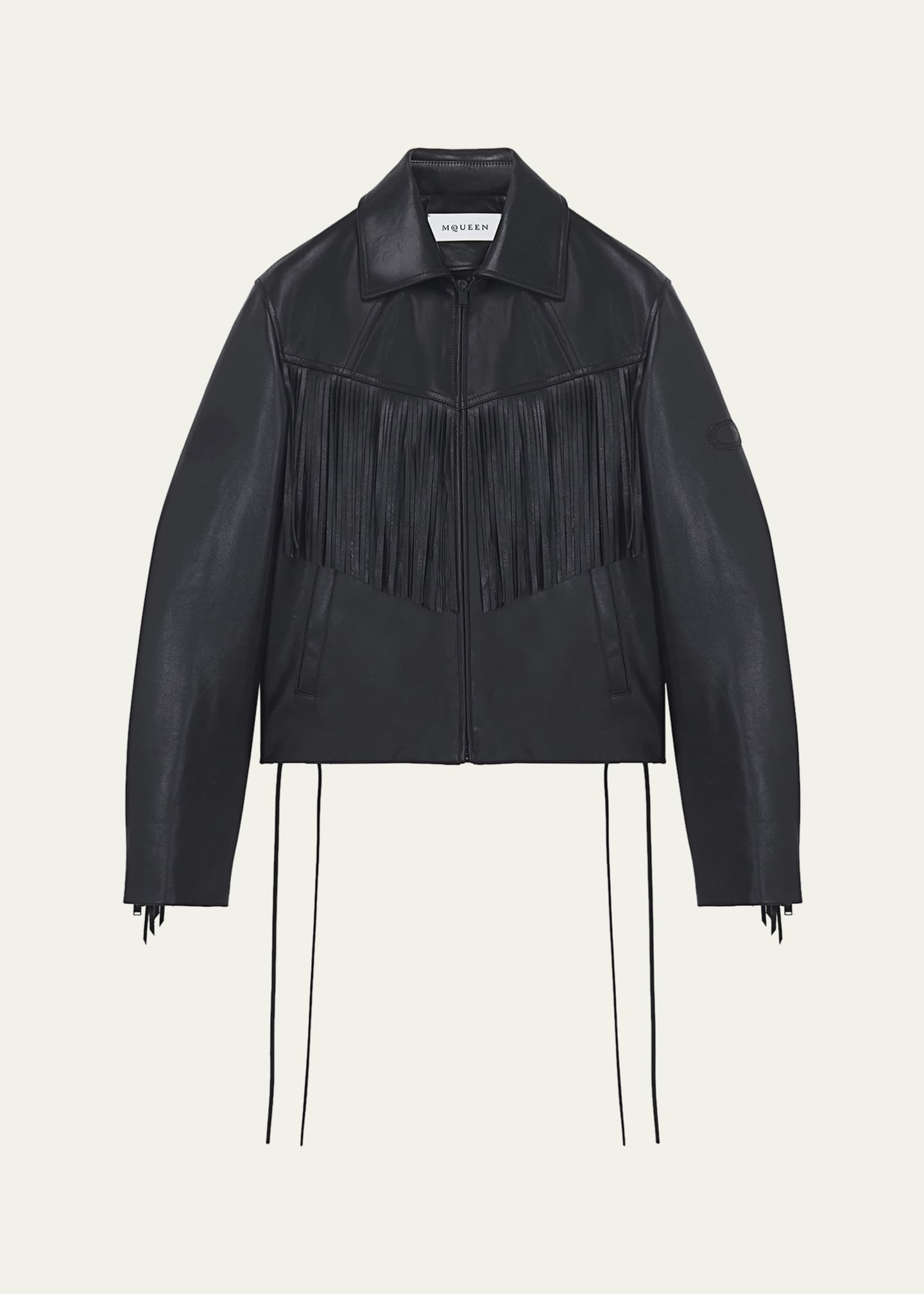 McQueen Men's Western Fringe-Trim Leather Jacket - Bergdorf Goodman