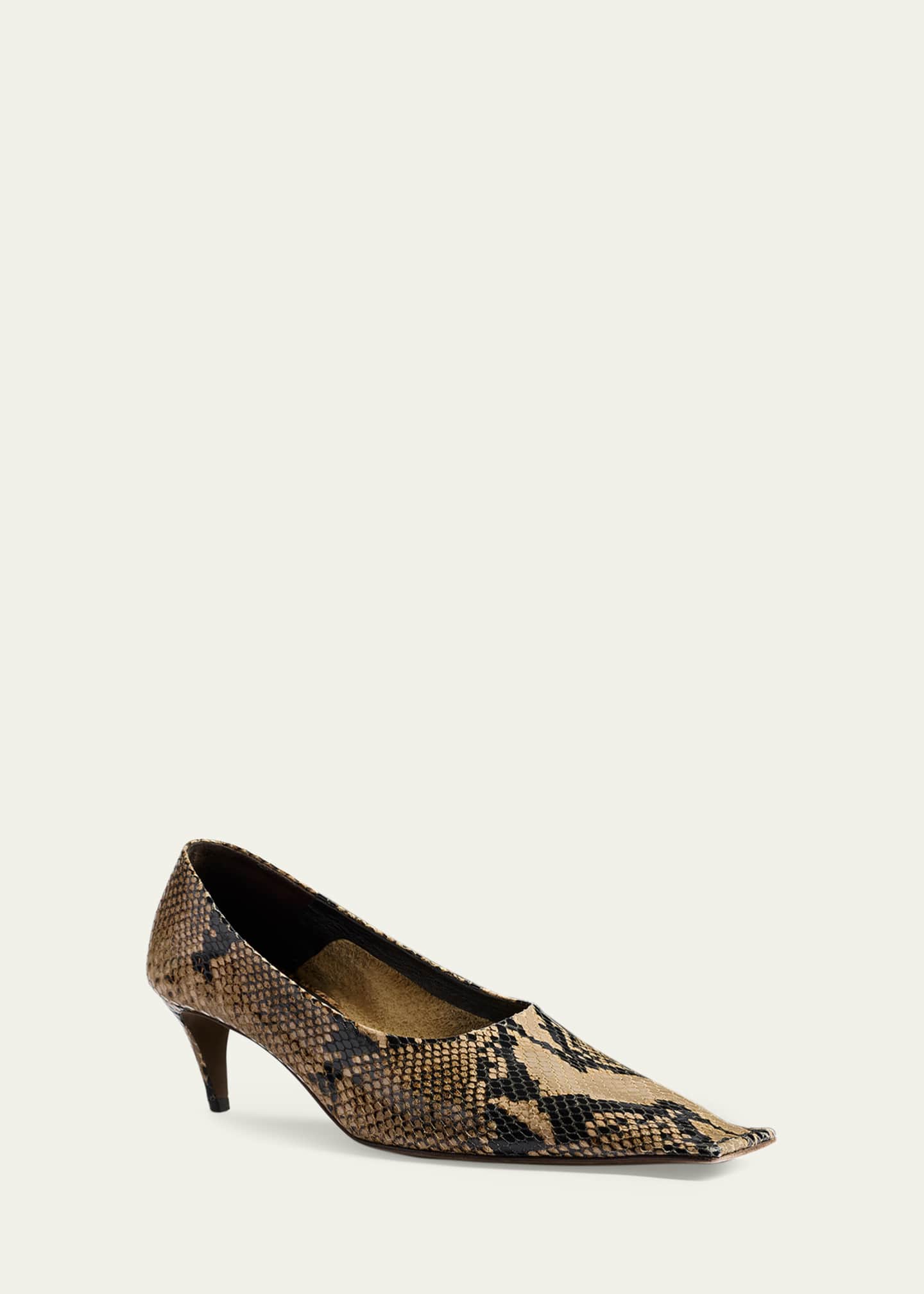 Khaite 50mm Marlene Snake-Embossed Leather Pumps - Bergdorf Goodman
