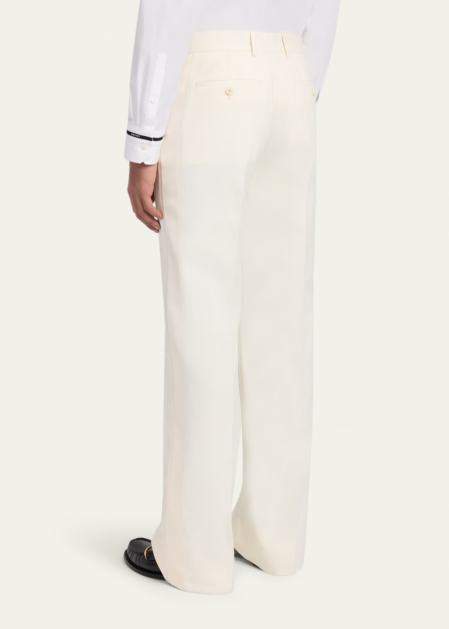 McQueen Men's Wool Pintuck-Pleated Wide-Leg Trousers - Bergdorf Goodman