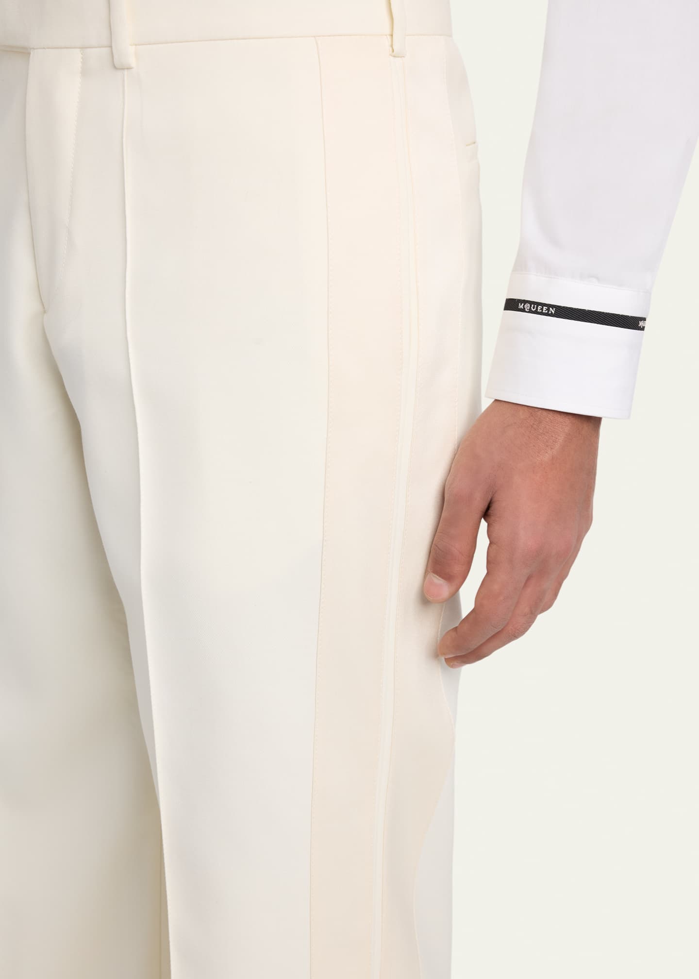 McQueen Men's Wool Pintuck-Pleated Wide-Leg Trousers - Bergdorf Goodman