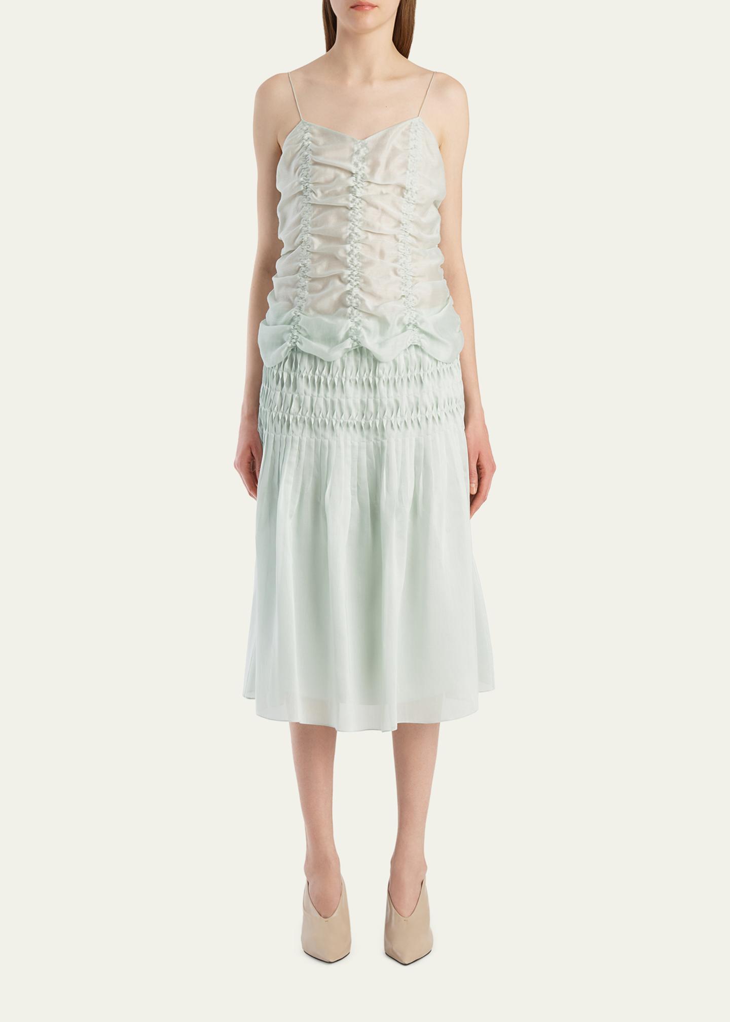 Khaite Florence Twist Pleated Silk-Blend Midi Skirt - Bergdorf Goodman
