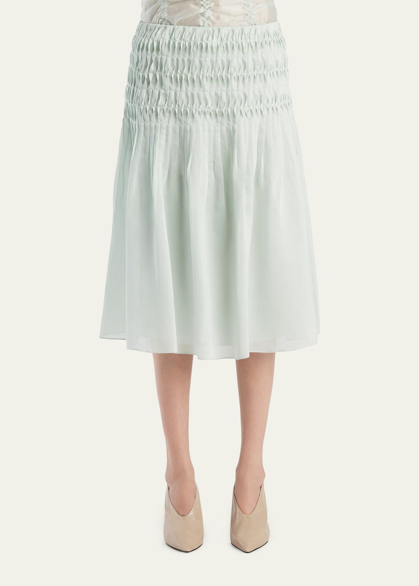 Khaite Florence Twist Pleated Silk-Blend Midi Skirt - Bergdorf Goodman