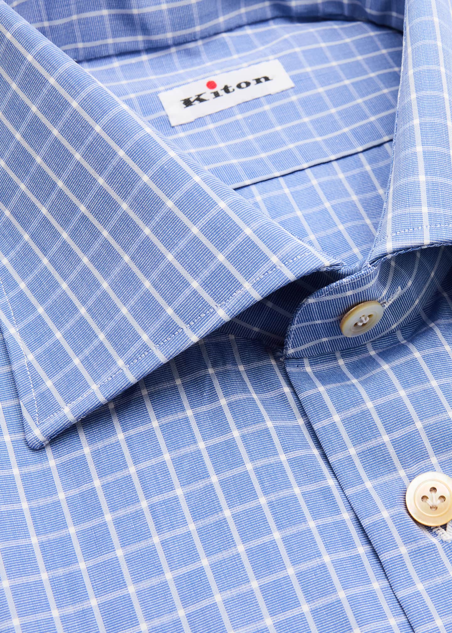 Kiton Men's Cotton Grid Check Dress Shirt - Bergdorf Goodman