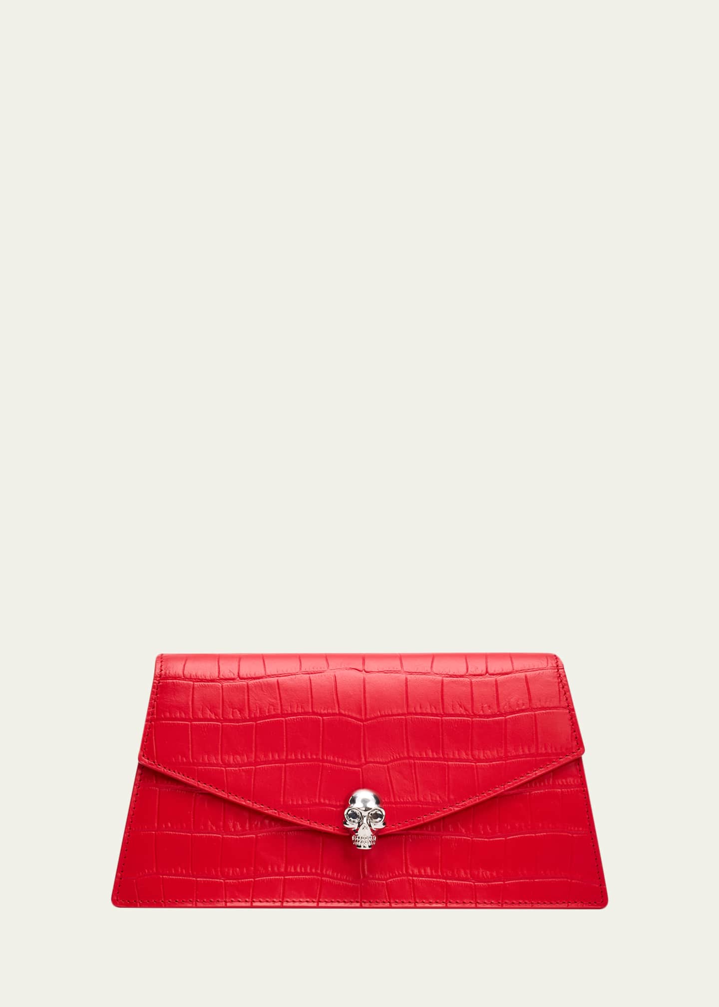 McQueen Skull Mini Croc-Embossed Leather Top-Handle Bag - Bergdorf Goodman
