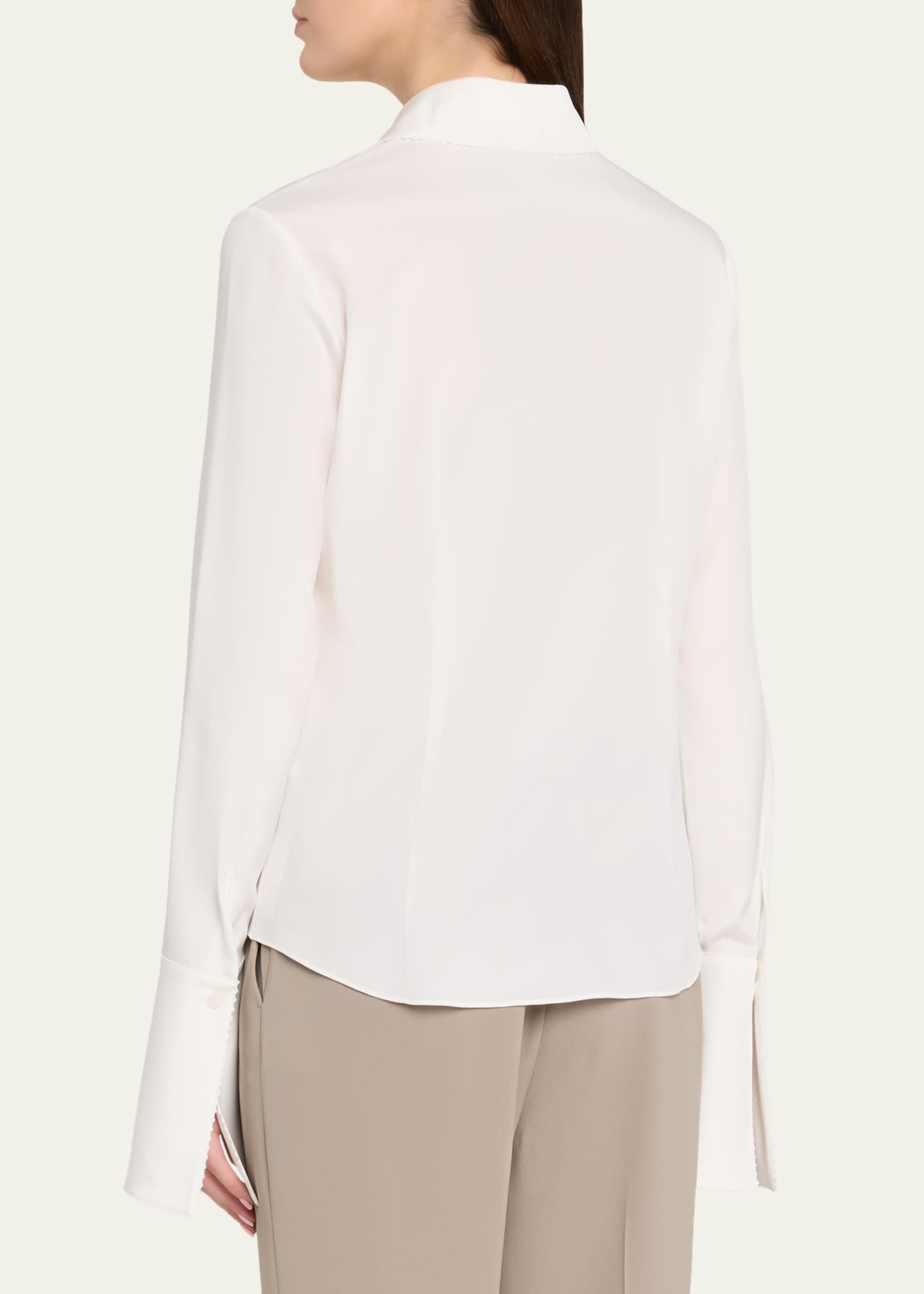 Lafayette 148 New York Lace-Trim Organic Silk Georgette Blouse ...