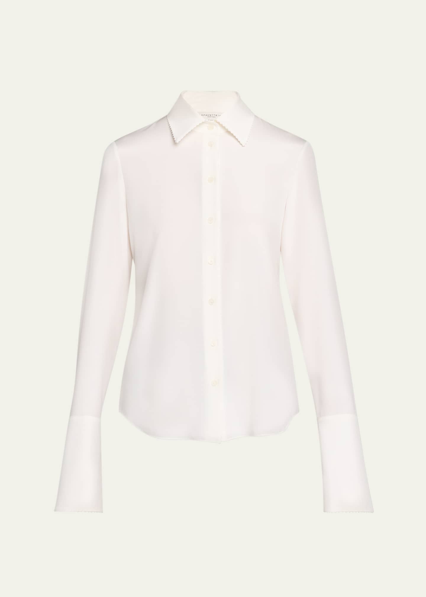 Lafayette 148 New York Lace-Trim Organic Silk Georgette Blouse ...