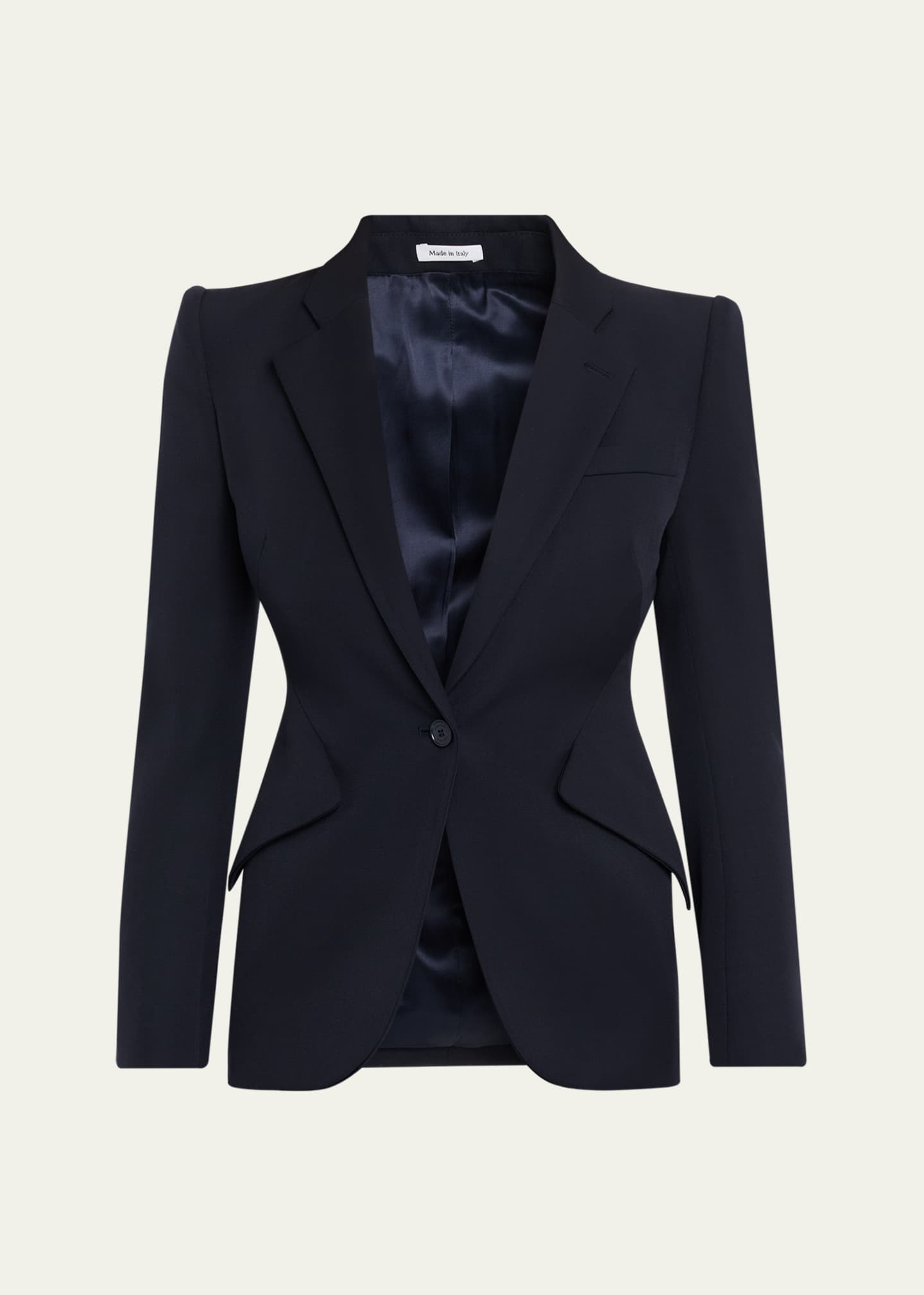 McQueen Peaked Shoulder Crepe Single-Button Jacket - Bergdorf Goodman