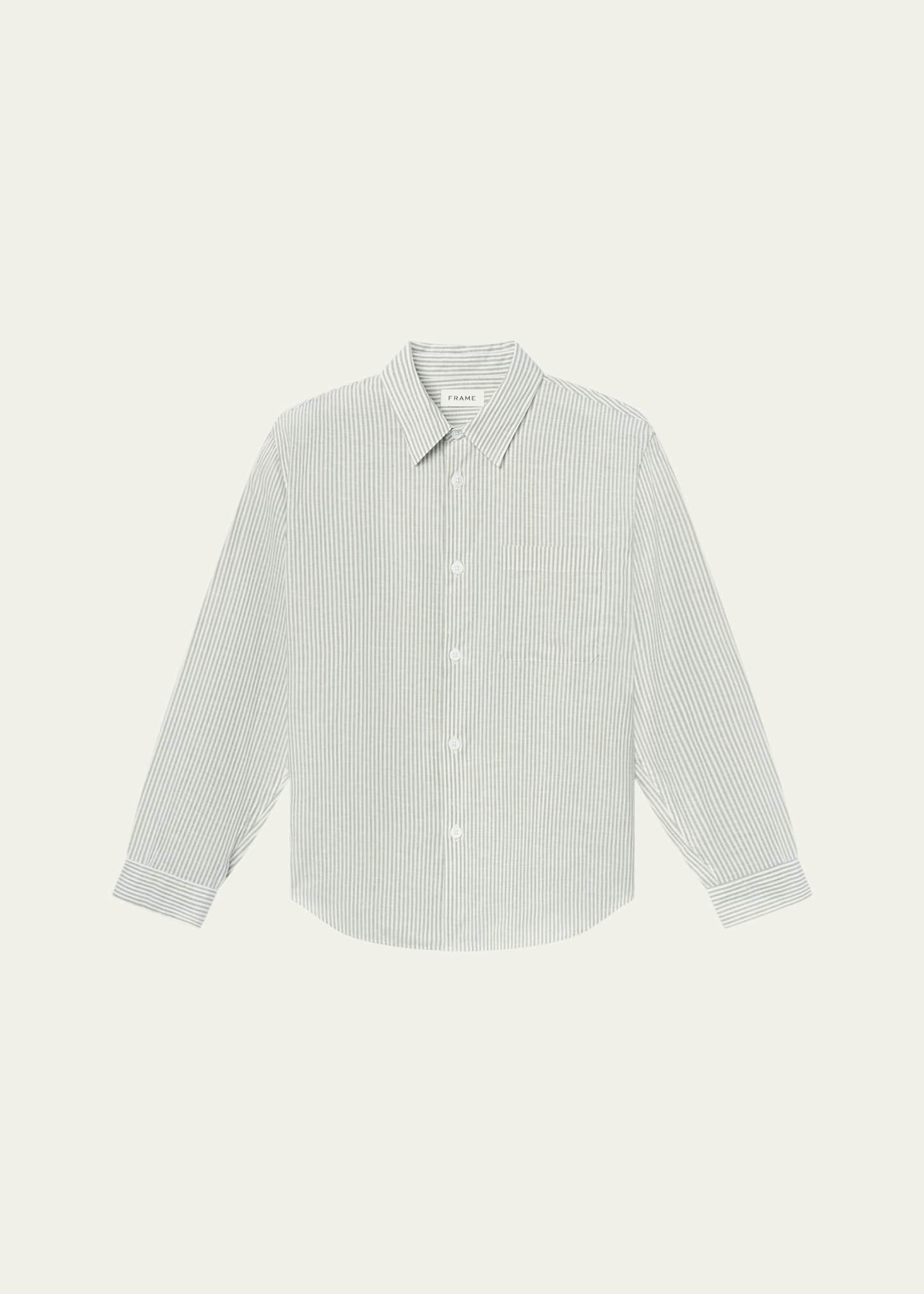 FRAME Men's Striped Tencel-Blend Button-Down Shirt - Bergdorf Goodman