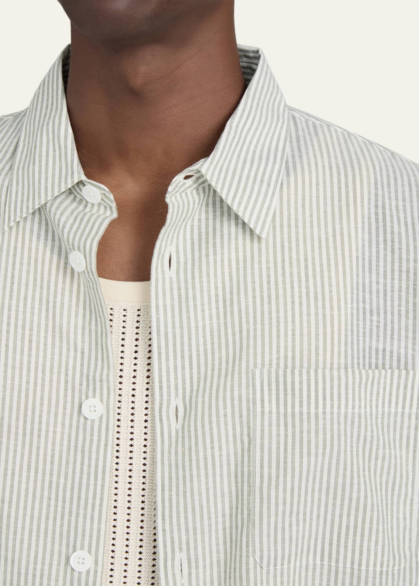 FRAME Men's Striped Tencel-Blend Button-Down Shirt - Bergdorf Goodman