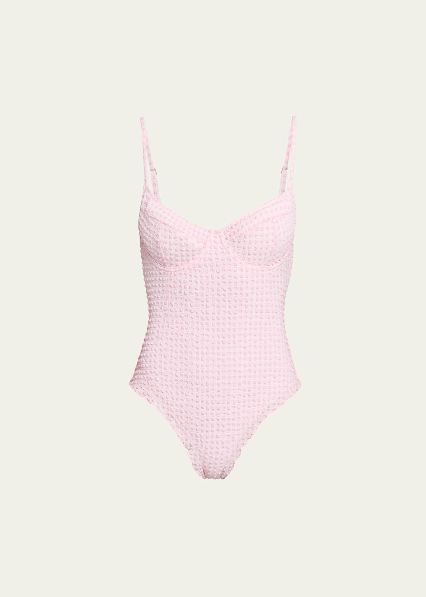 SIMKHAI Suni Textured Gingham One-Piece Swimsuit - Bergdorf Goodman