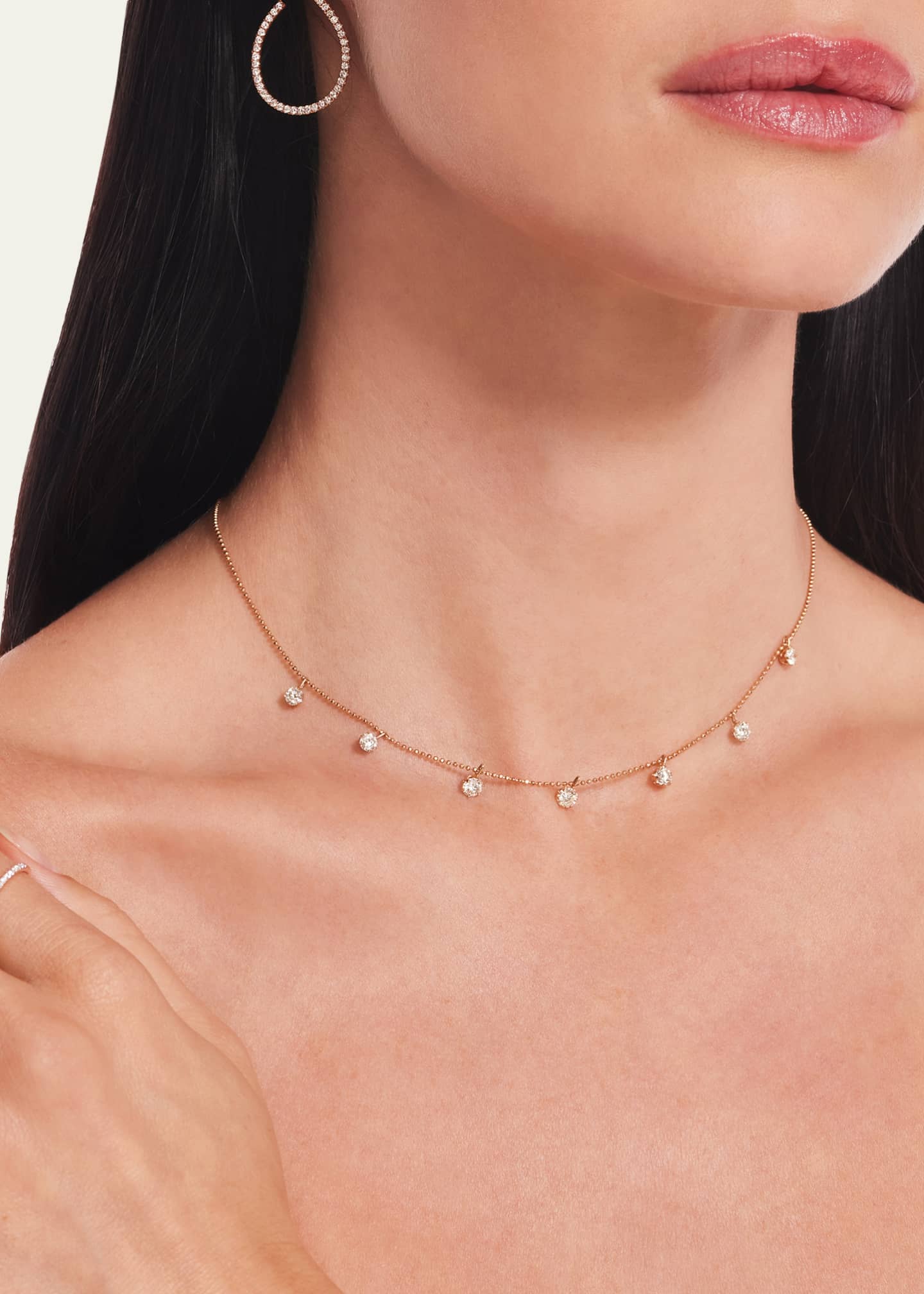 Graziela Gems 18K Rose Gold Medium Floating Diamond Necklace - Bergdorf ...
