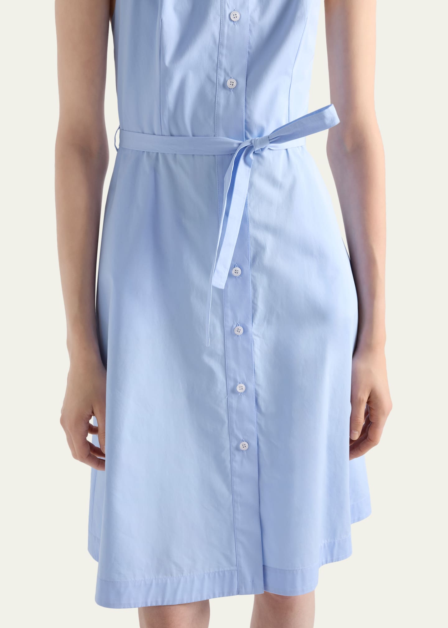 Prada Embellished-Collar Belted Cotton Halter Shirtdress - Bergdorf Goodman