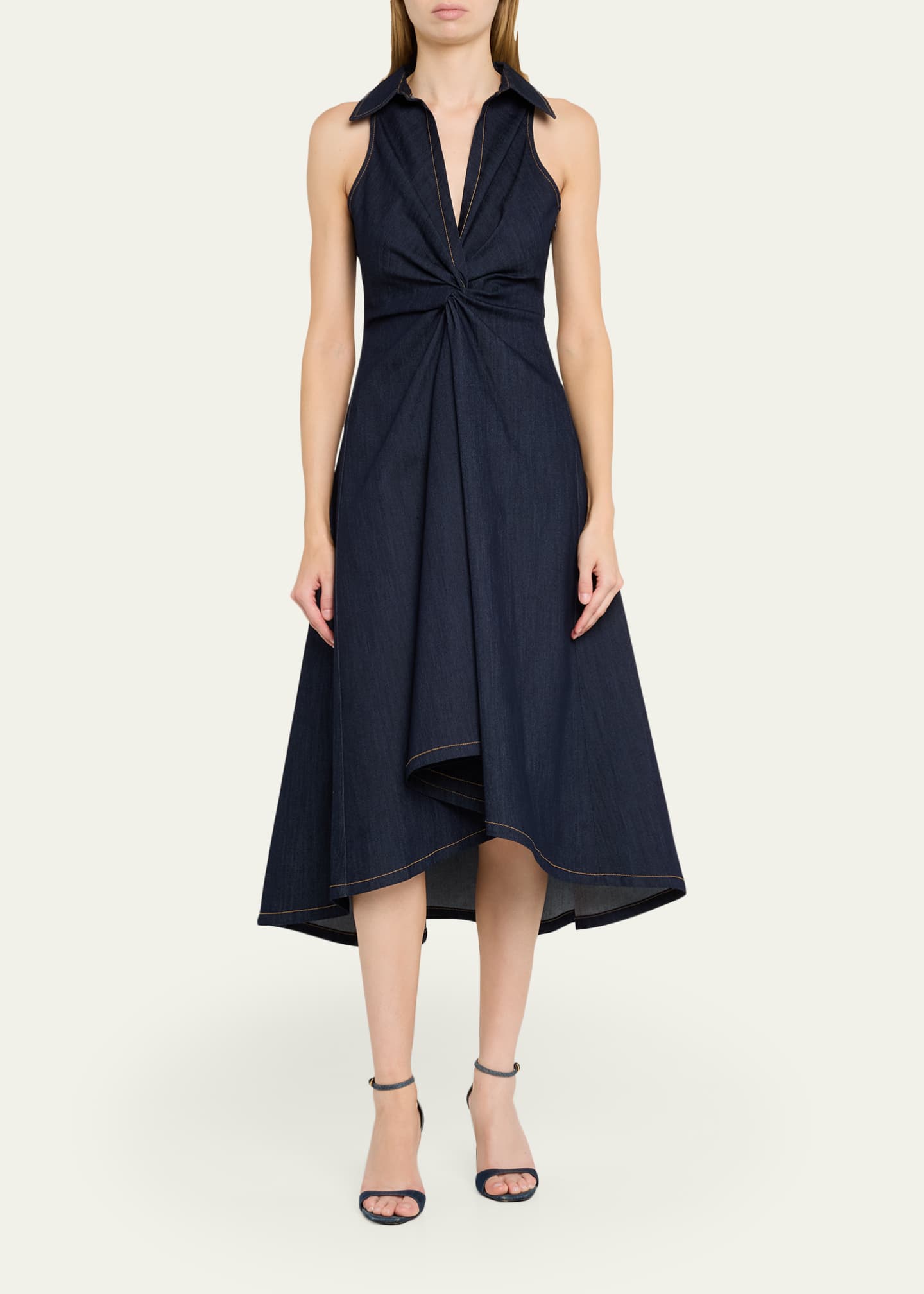 Cinq a Sept Sherri Twist-Front Denim Dress - Bergdorf Goodman