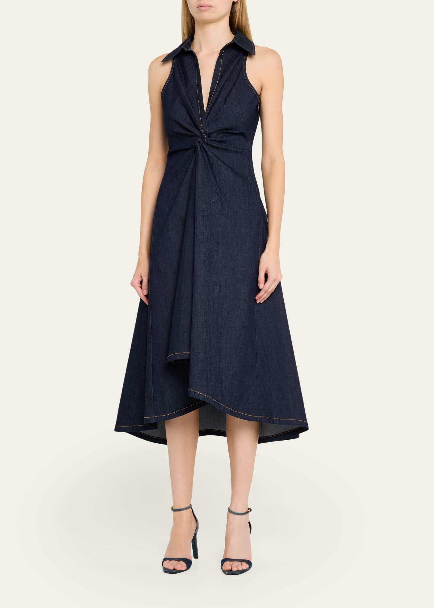 Cinq a Sept Sherri Twist-Front Denim Dress - Bergdorf Goodman