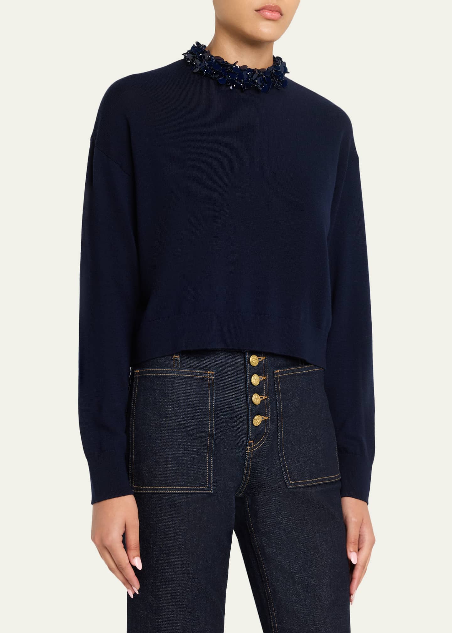 Ulla Johnson Amelia Embellished Merino Sweater - Bergdorf Goodman