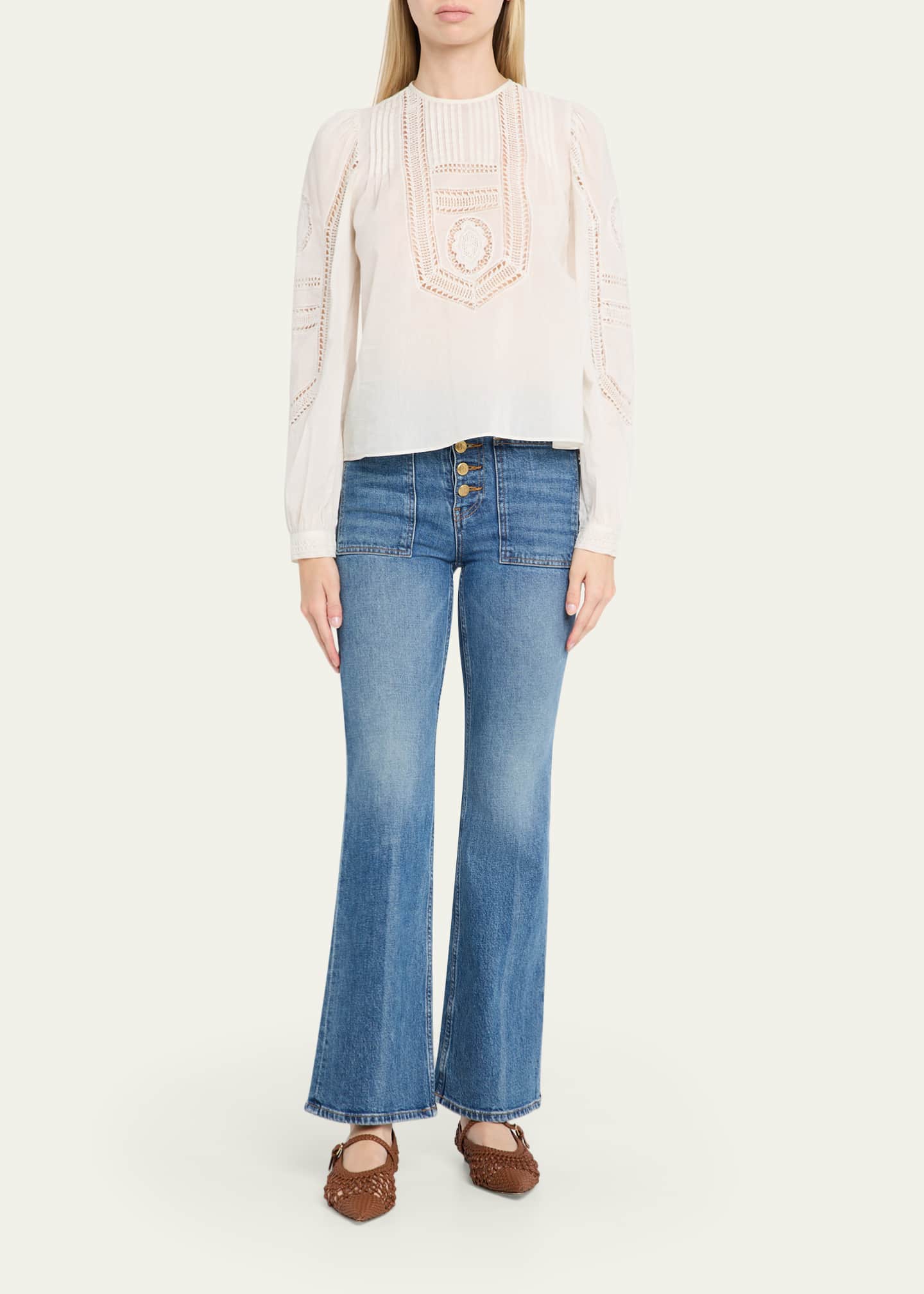 Ulla Johnson Marlowe Embroidered Long-Sleeve Blouse - Bergdorf Goodman